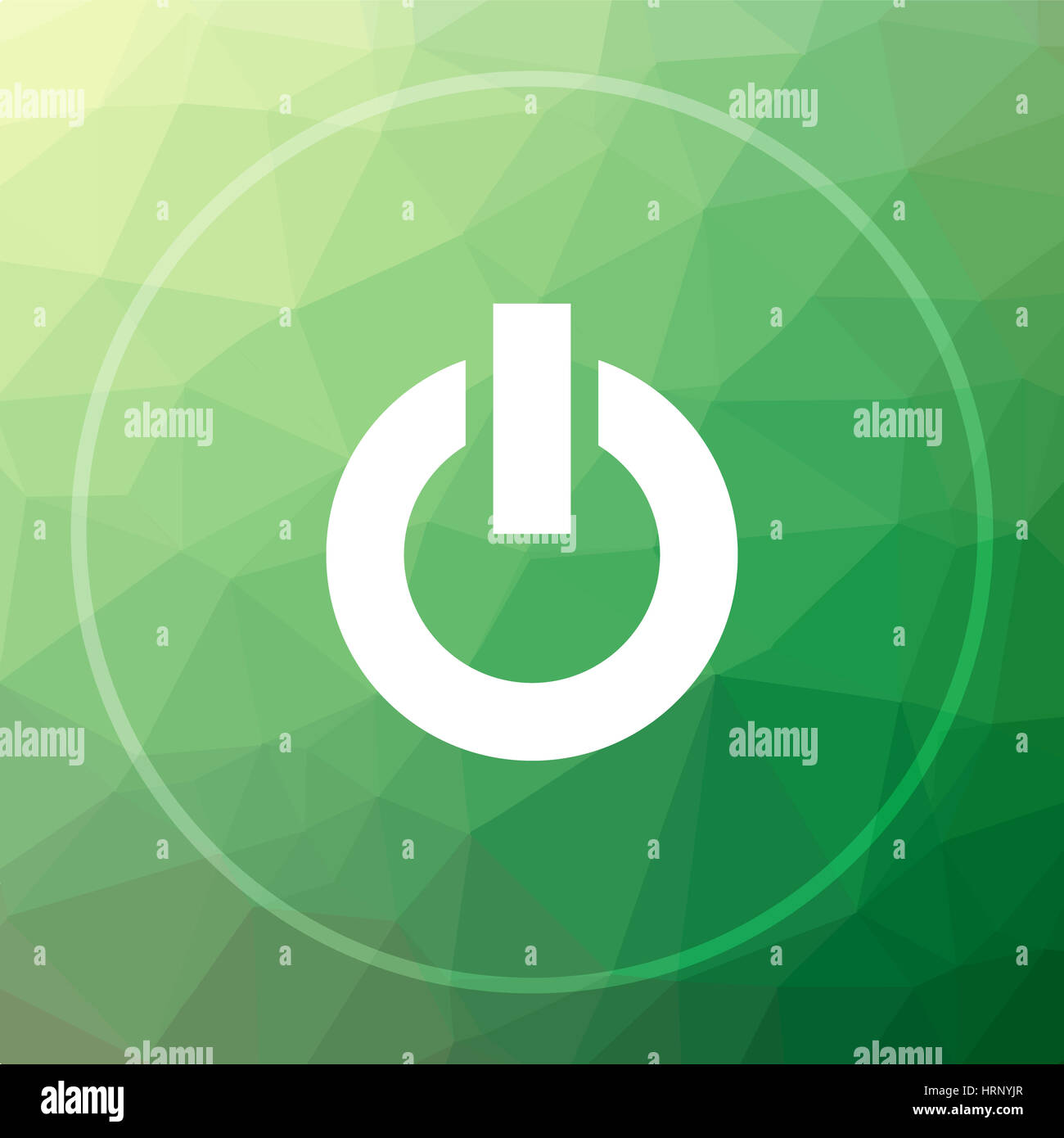 Power button icon. Power button website button on green low poly ...