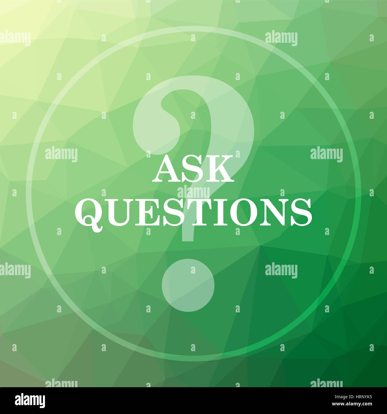 Ask questions icon. Ask questions website button on green low poly ...