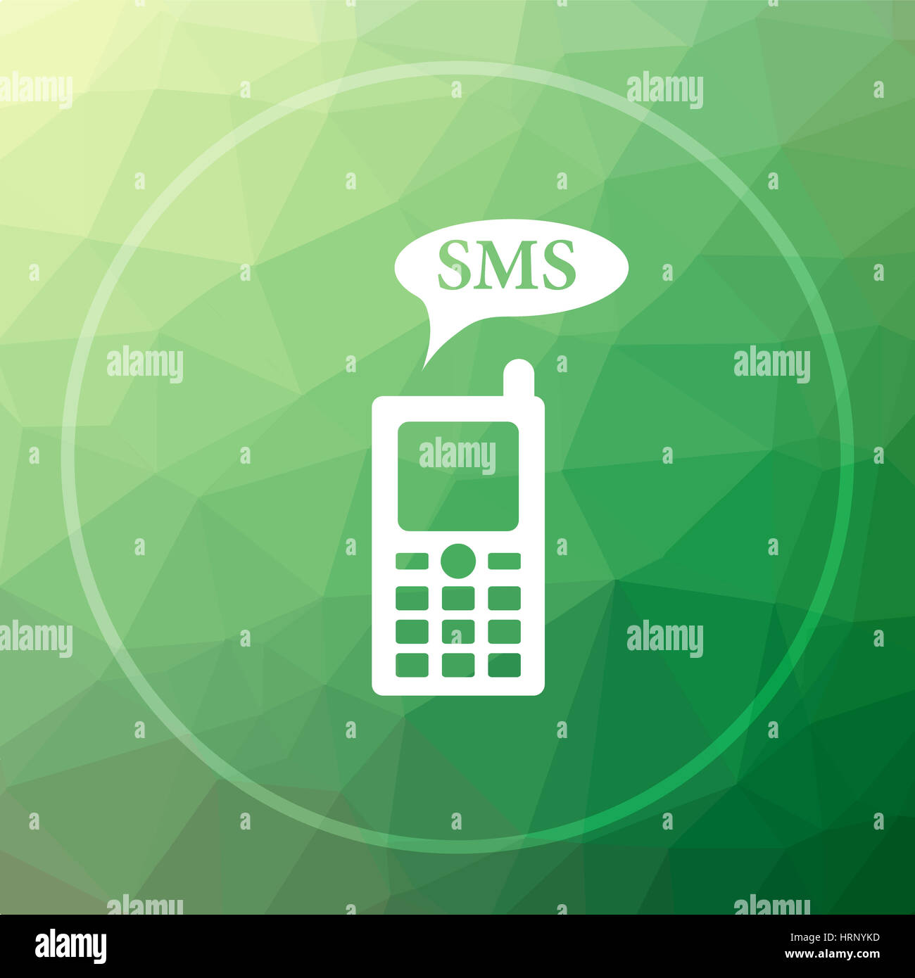 SMS icon. SMS website button on green low poly background Stock Photo ...