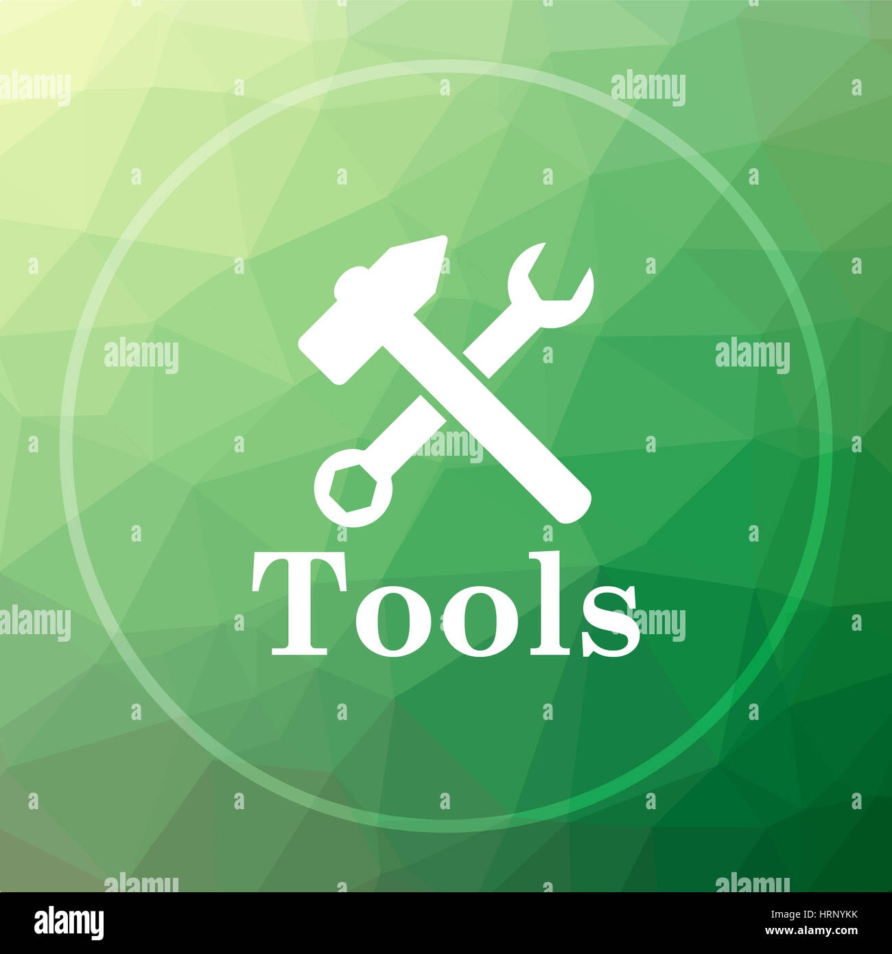 Tools icon. Tools website button on green low poly background Stock ...