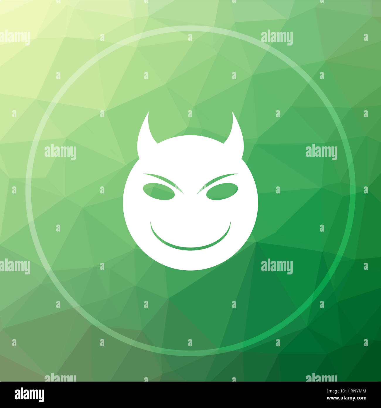Evil icon. Evil website button on green low poly background Stock Photo ...
