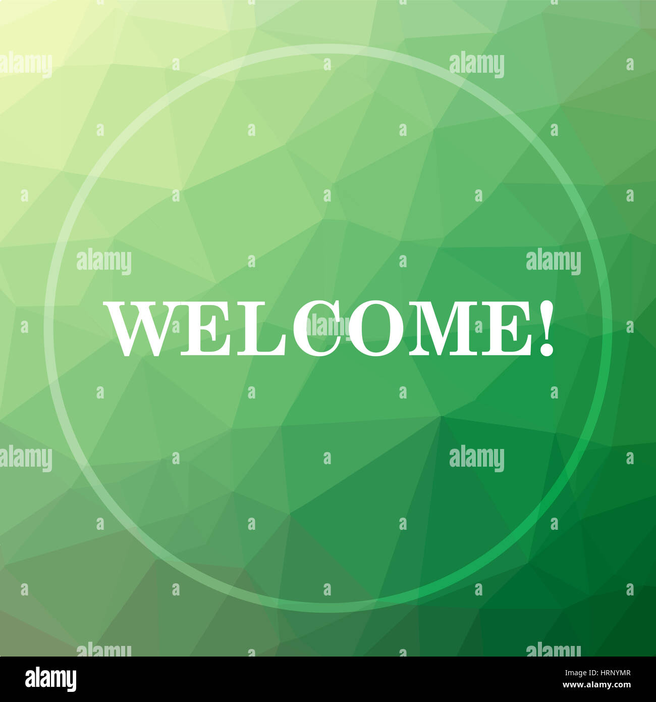 Welcome icon. Welcome website button on green low poly background Stock ...