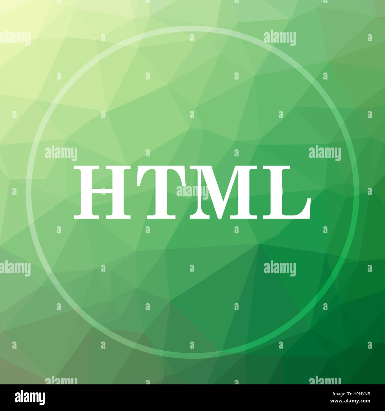 HTML icon. HTML website button on green low poly background Stock Photo ...