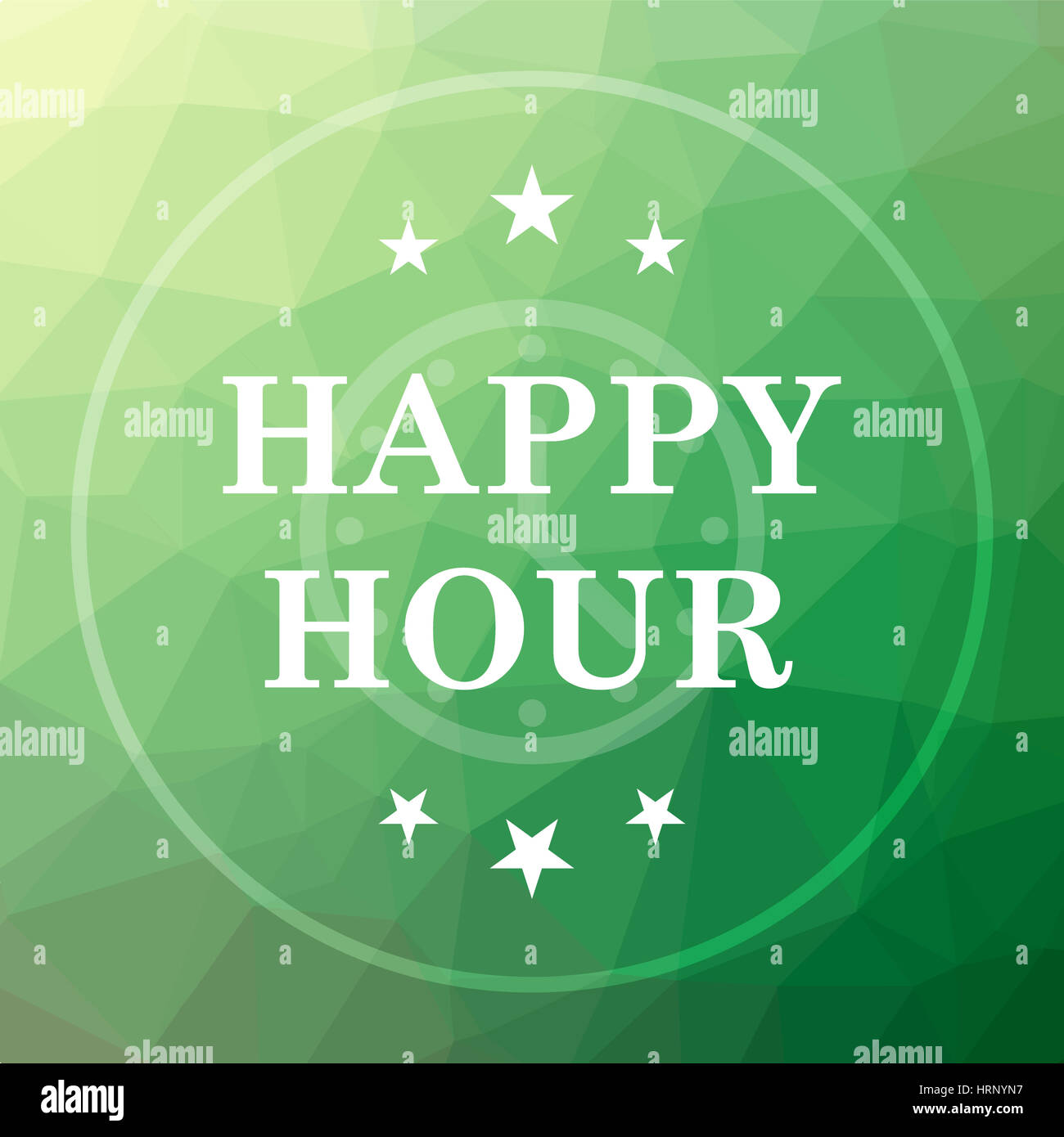 Happy hour icon. Happy hour website button on green low poly background ...