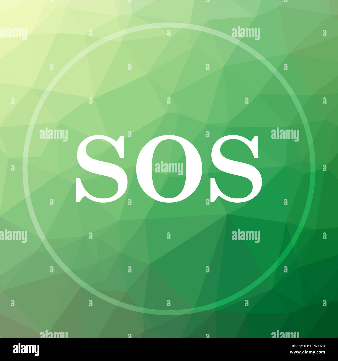 SOS icon. SOS website button on green low poly background Stock Photo ...