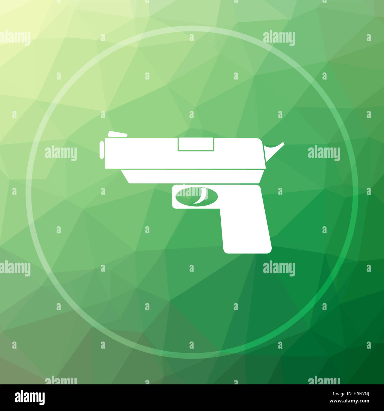 Gun icon. Gun website button on green low poly background Stock Photo ...