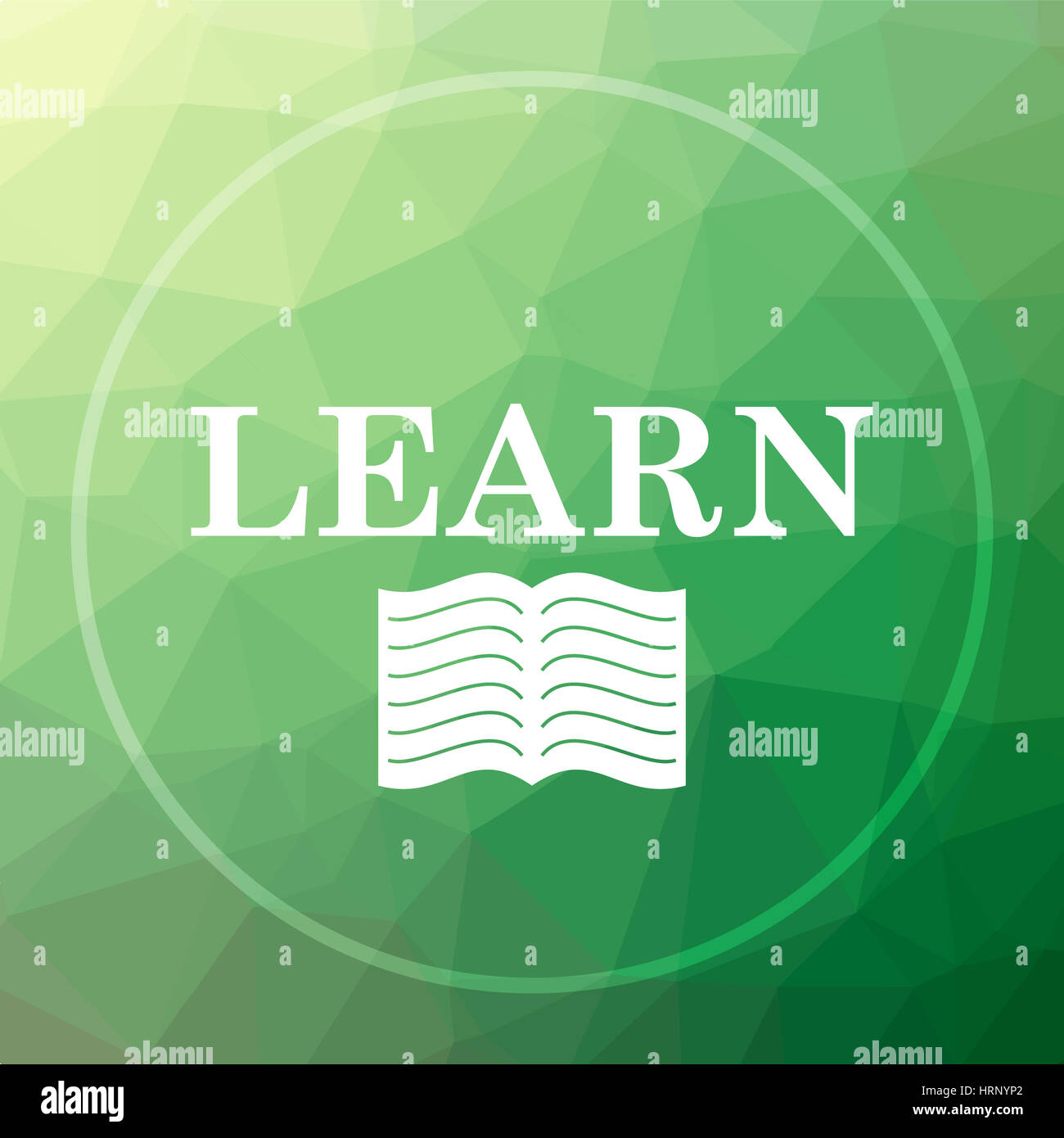 Learn icon. Learn website button on green low poly background Stock ...