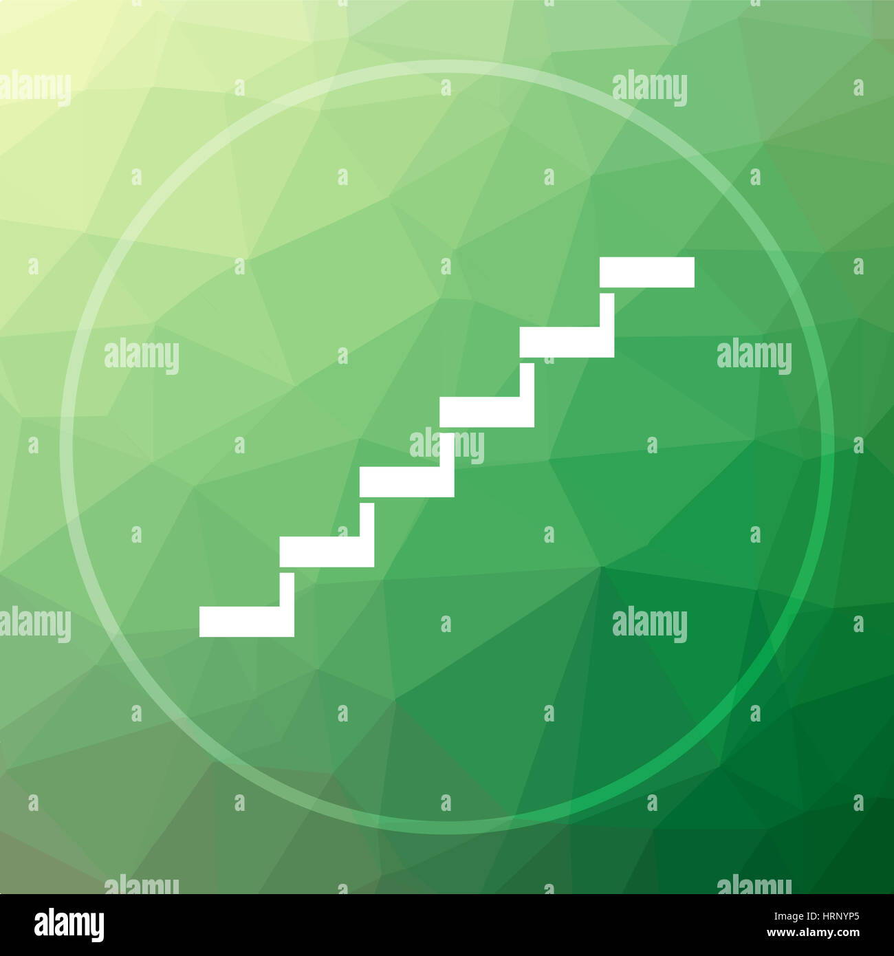 Stairs icon. Stairs website button on green low poly background Stock ...