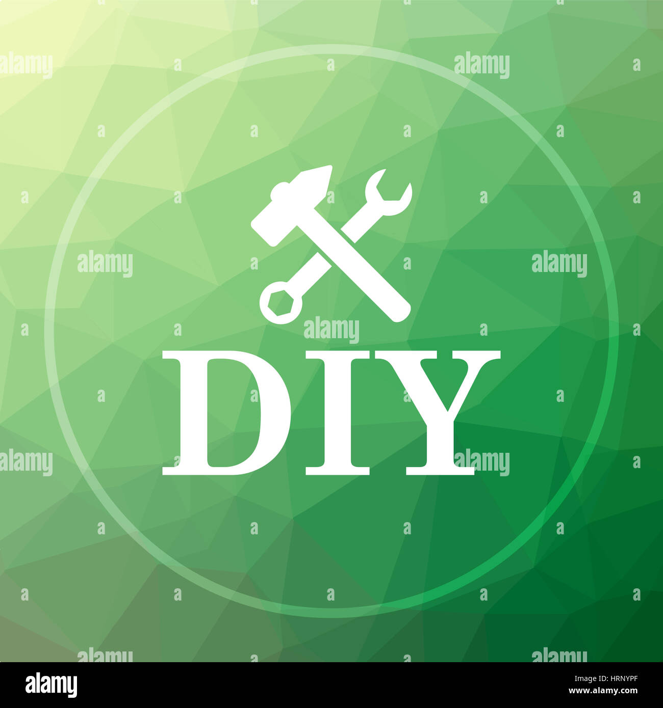 DIY icon. DIY website button on green low poly background Stock Photo ...