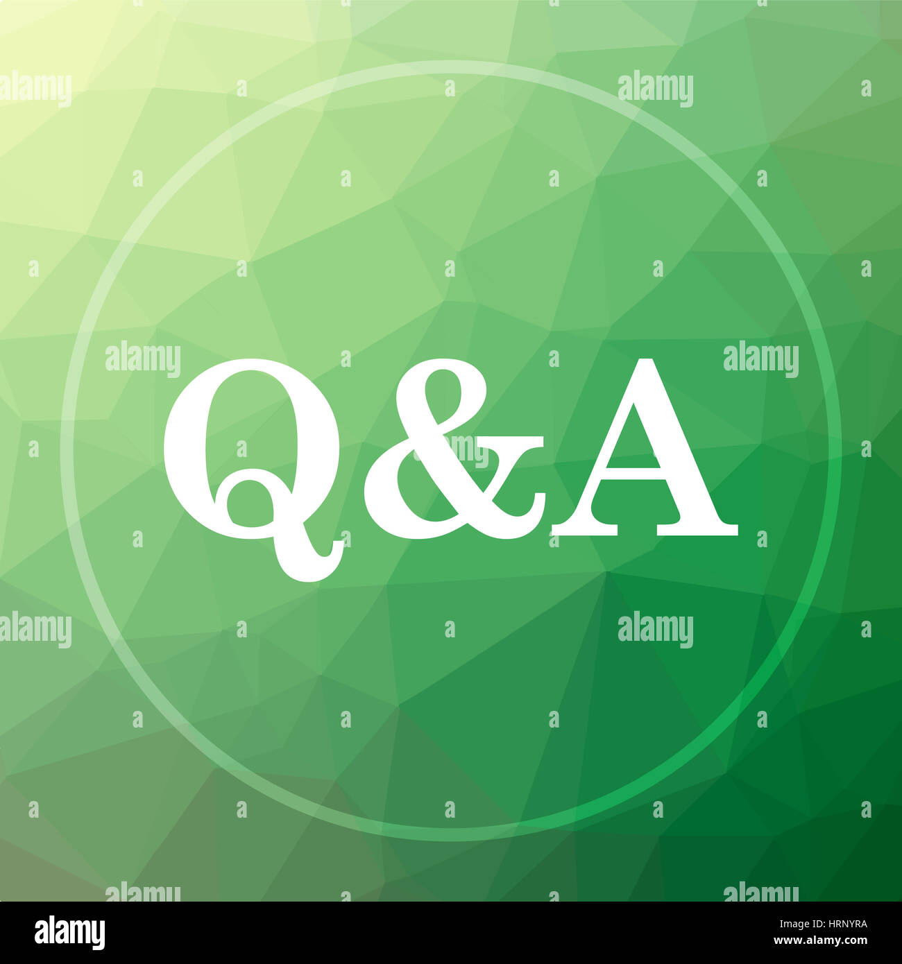 Q&A icon. Q&A website button on green low poly background Stock Photo ...