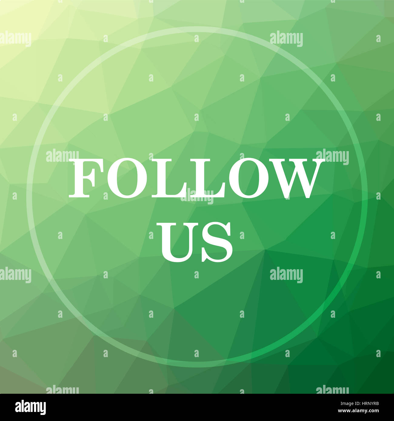 Follow us icon. Follow us website button on green low poly background ...