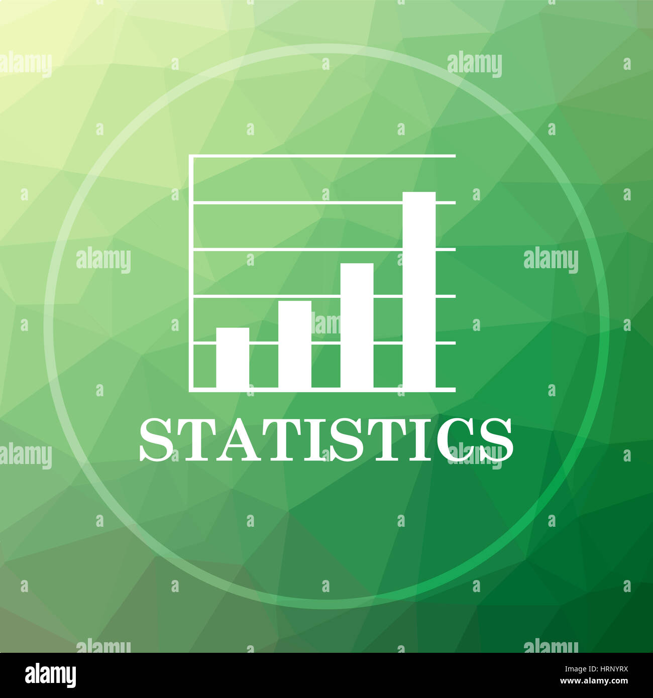 Statistics icon. Statistics website button on green low poly background ...