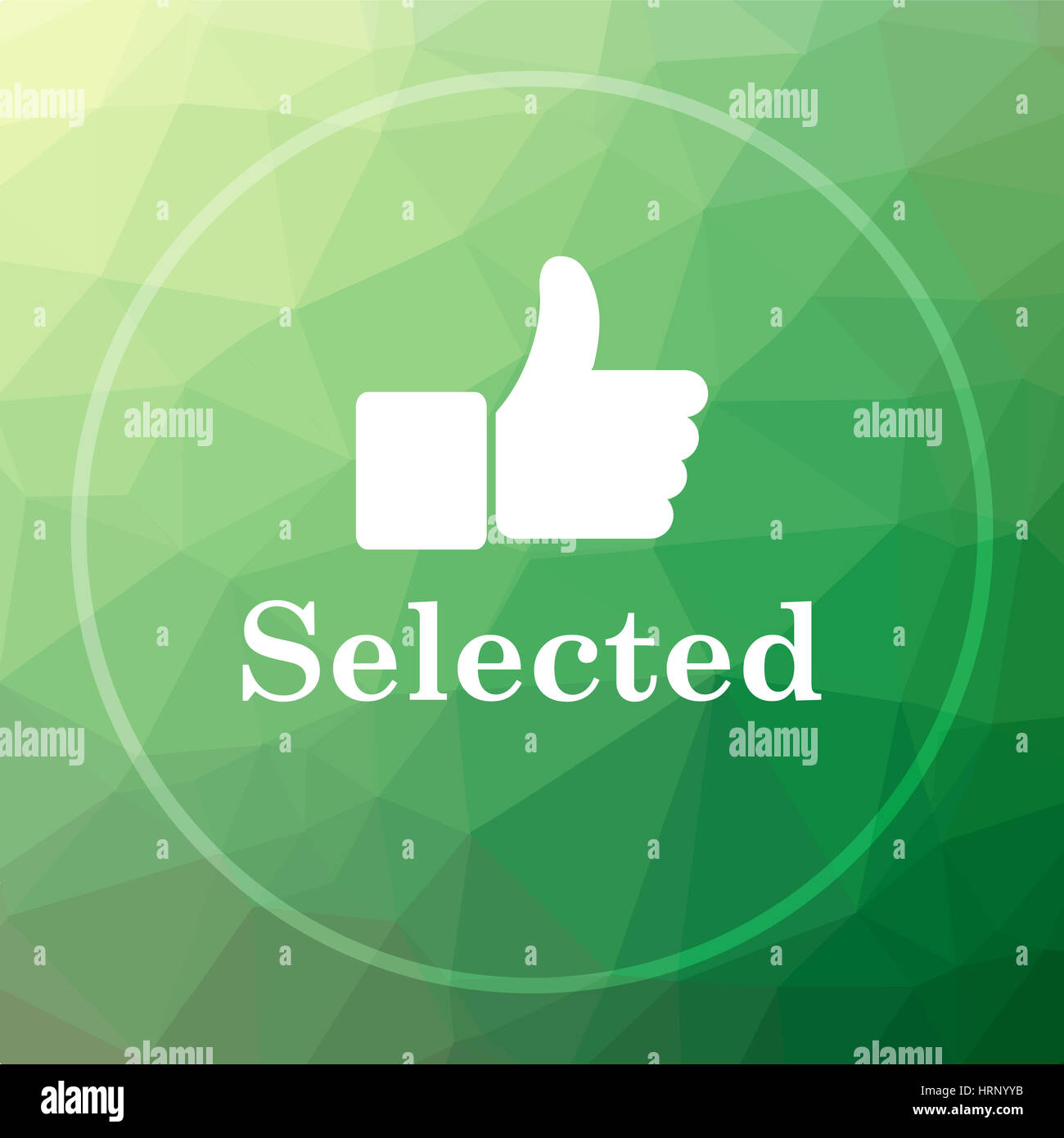 Selected icon. Selected website button on green low poly background ...