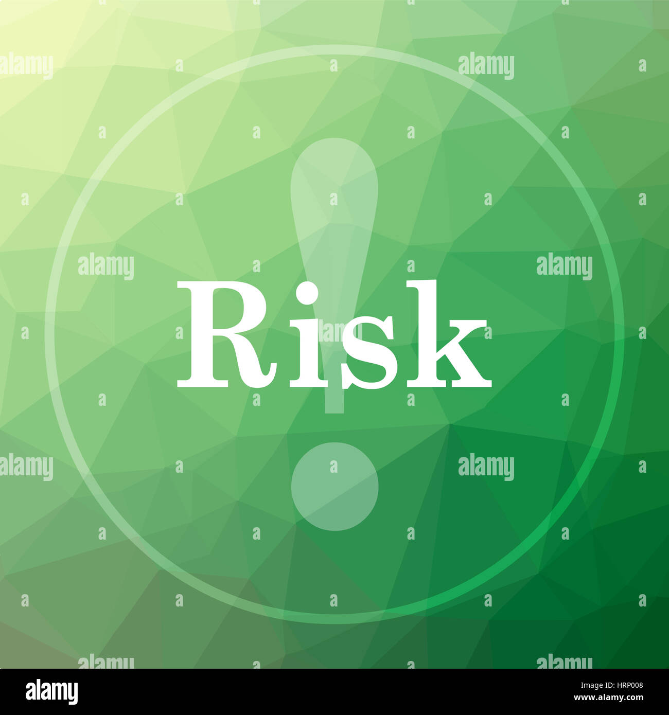 Risk icon. Risk website button on green low poly background Stock Photo ...
