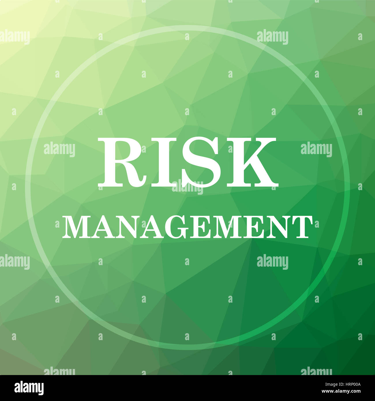 Risk management icon. Risk management website button on green low poly ...