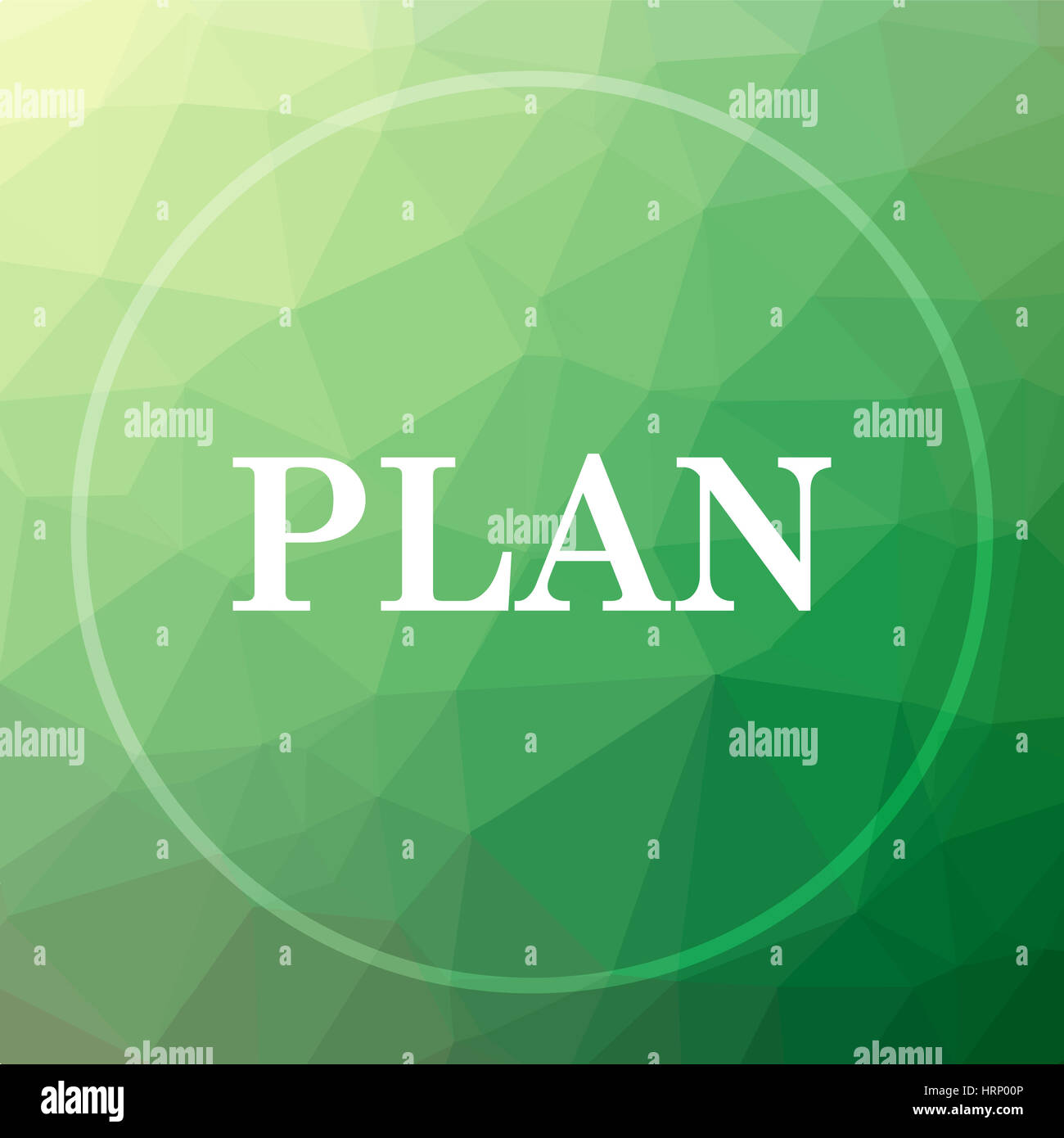 Plan icon. Plan website button on green low poly background Stock Photo ...