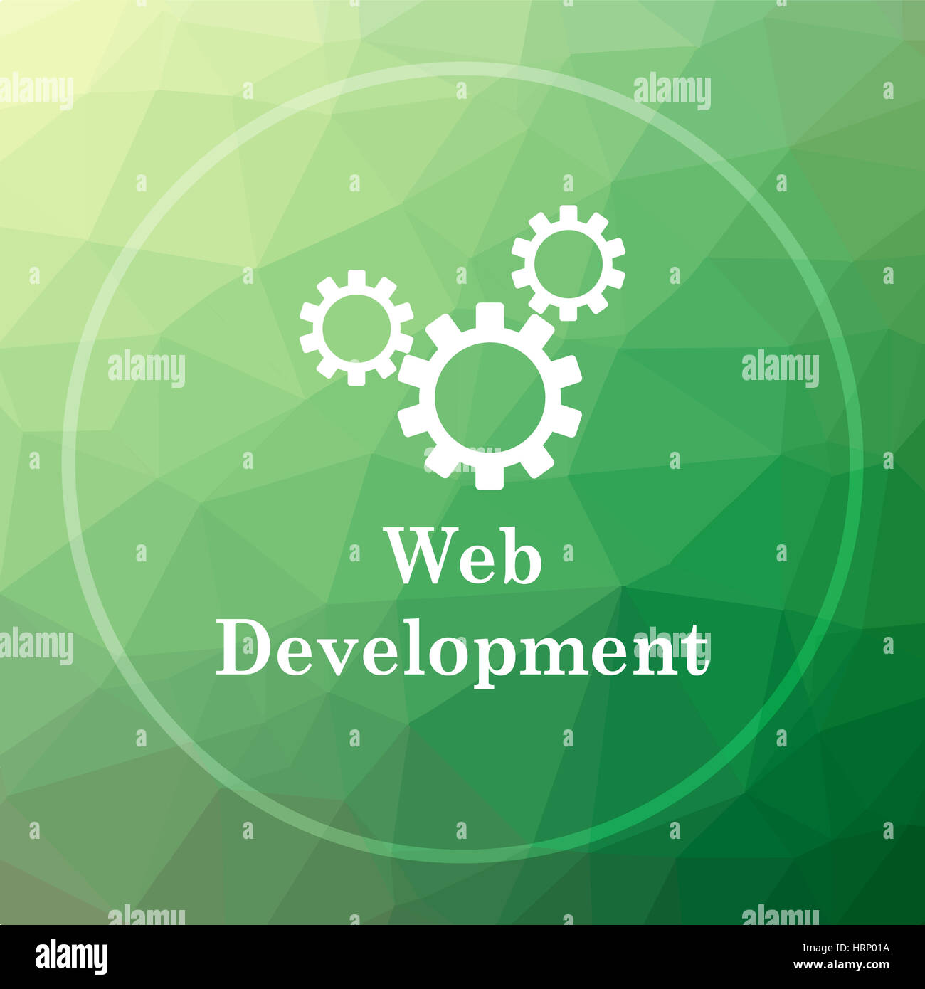 Web development icon. Web development website button on green low poly ...