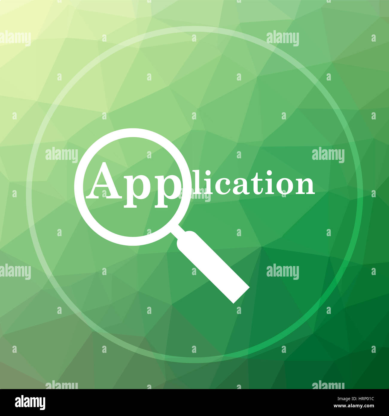 Application icon. Application website button on green low poly ...