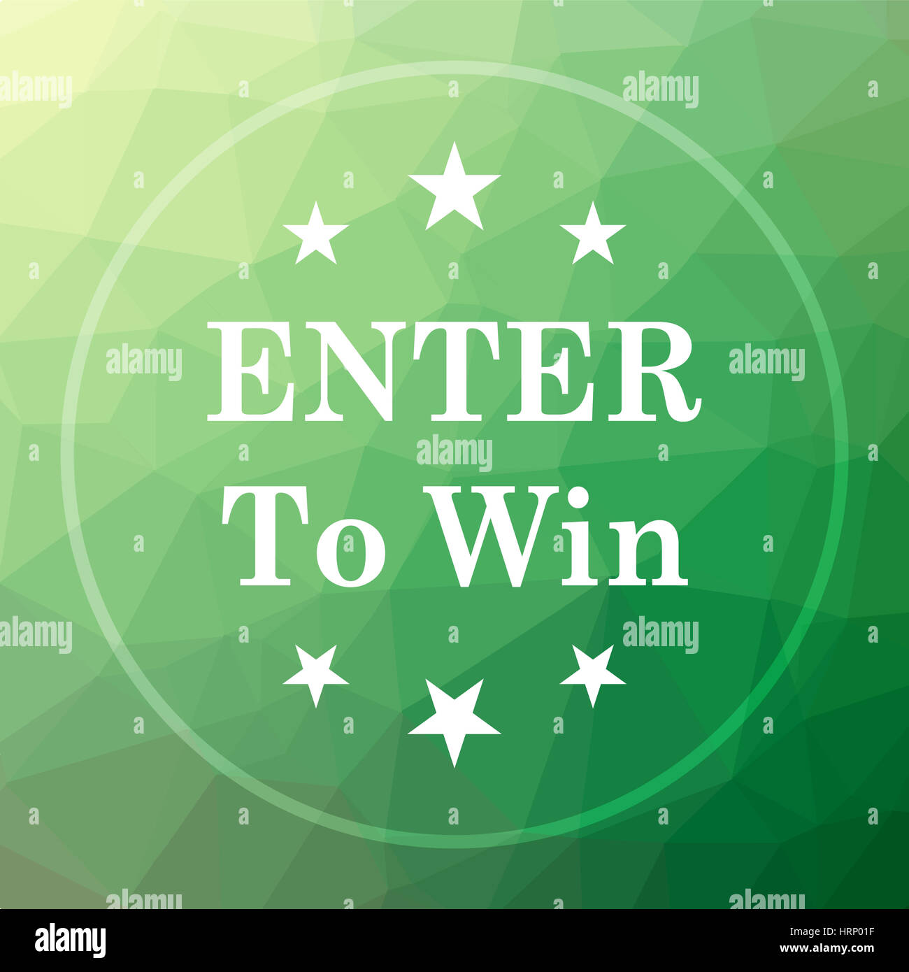 Enter to win icon. Enter to win website button on green low poly ...