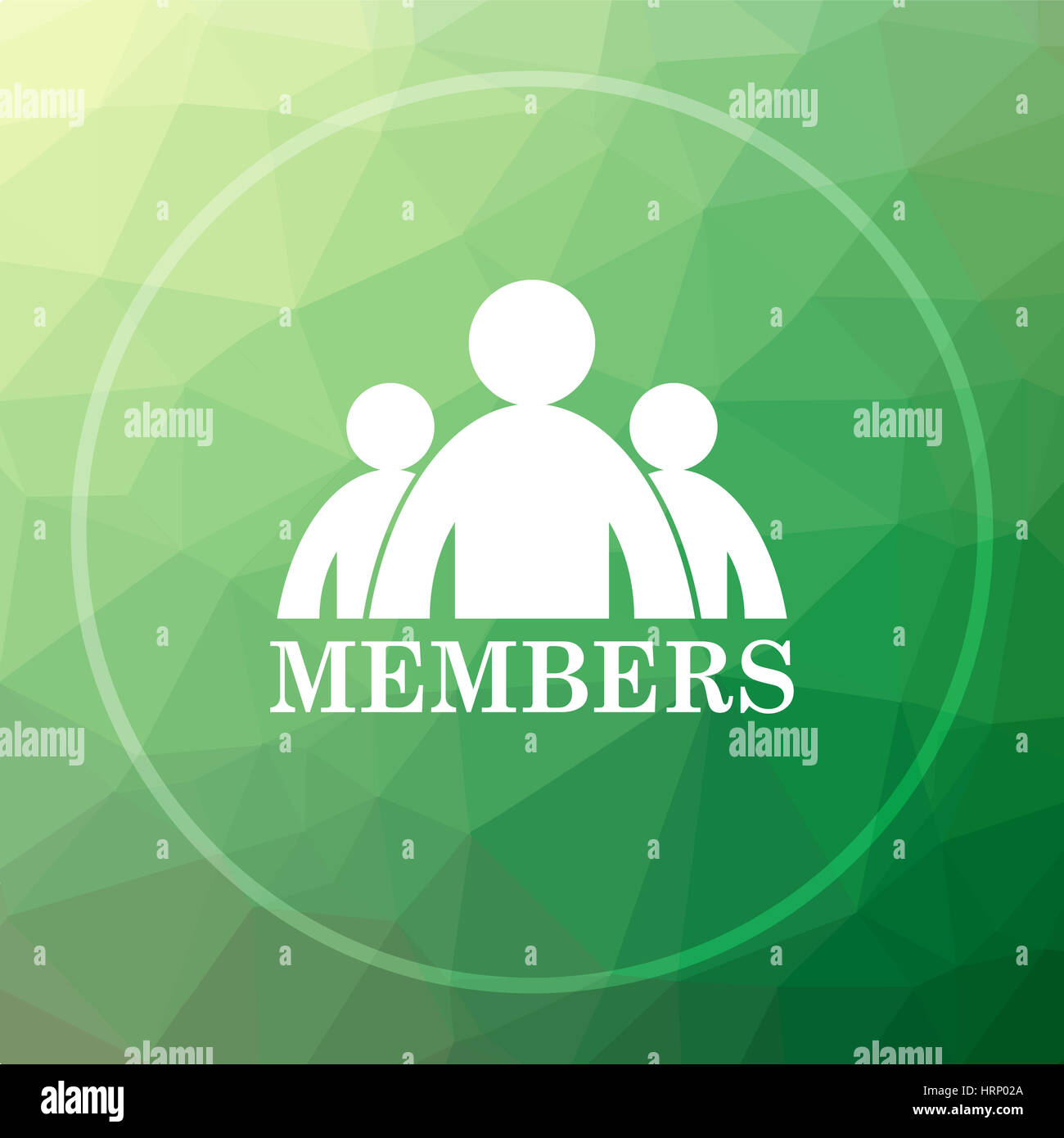 Members icon. Members website button on green low poly background Stock ...
