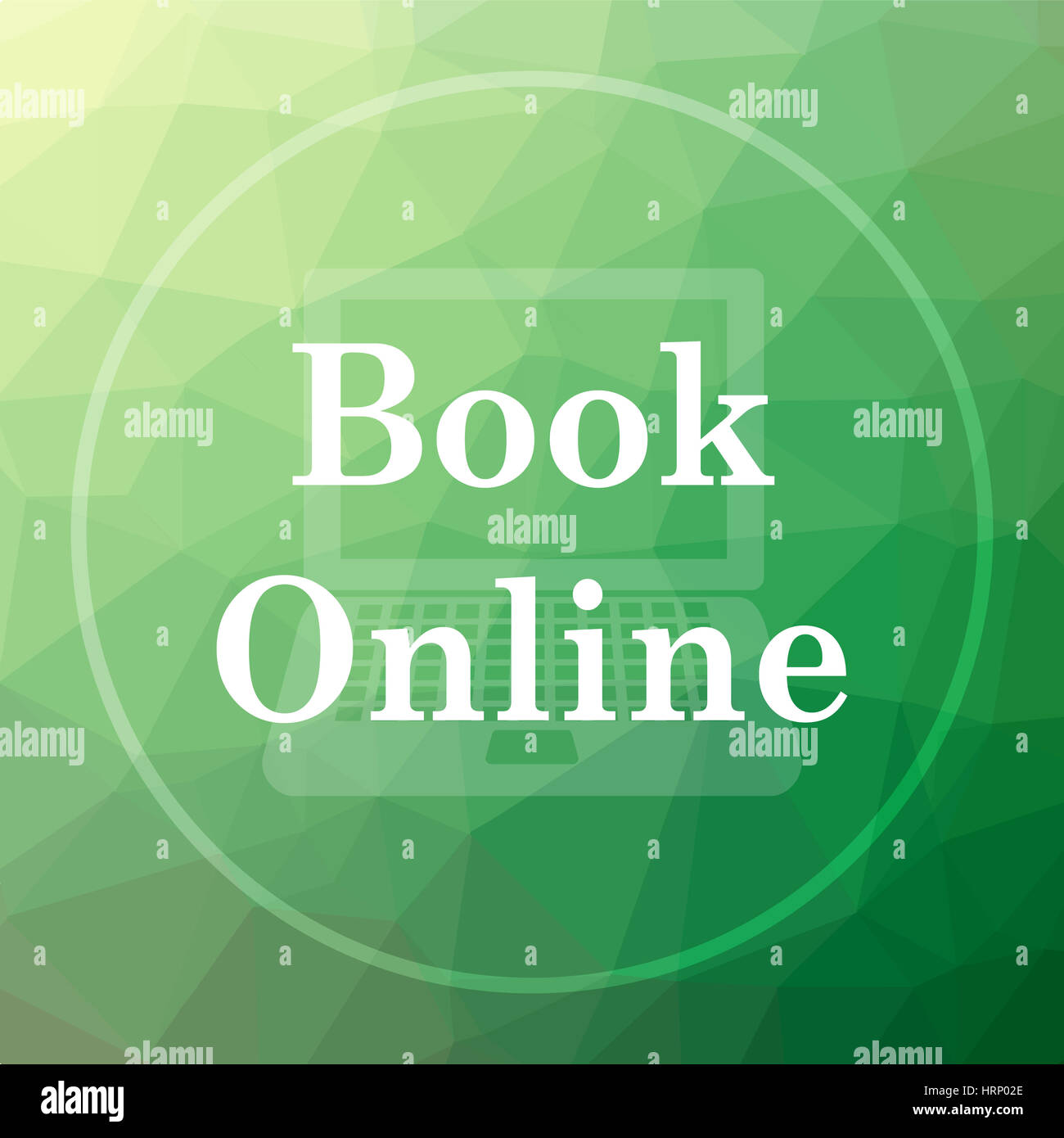 Book online icon. Book online website button on green low poly ...