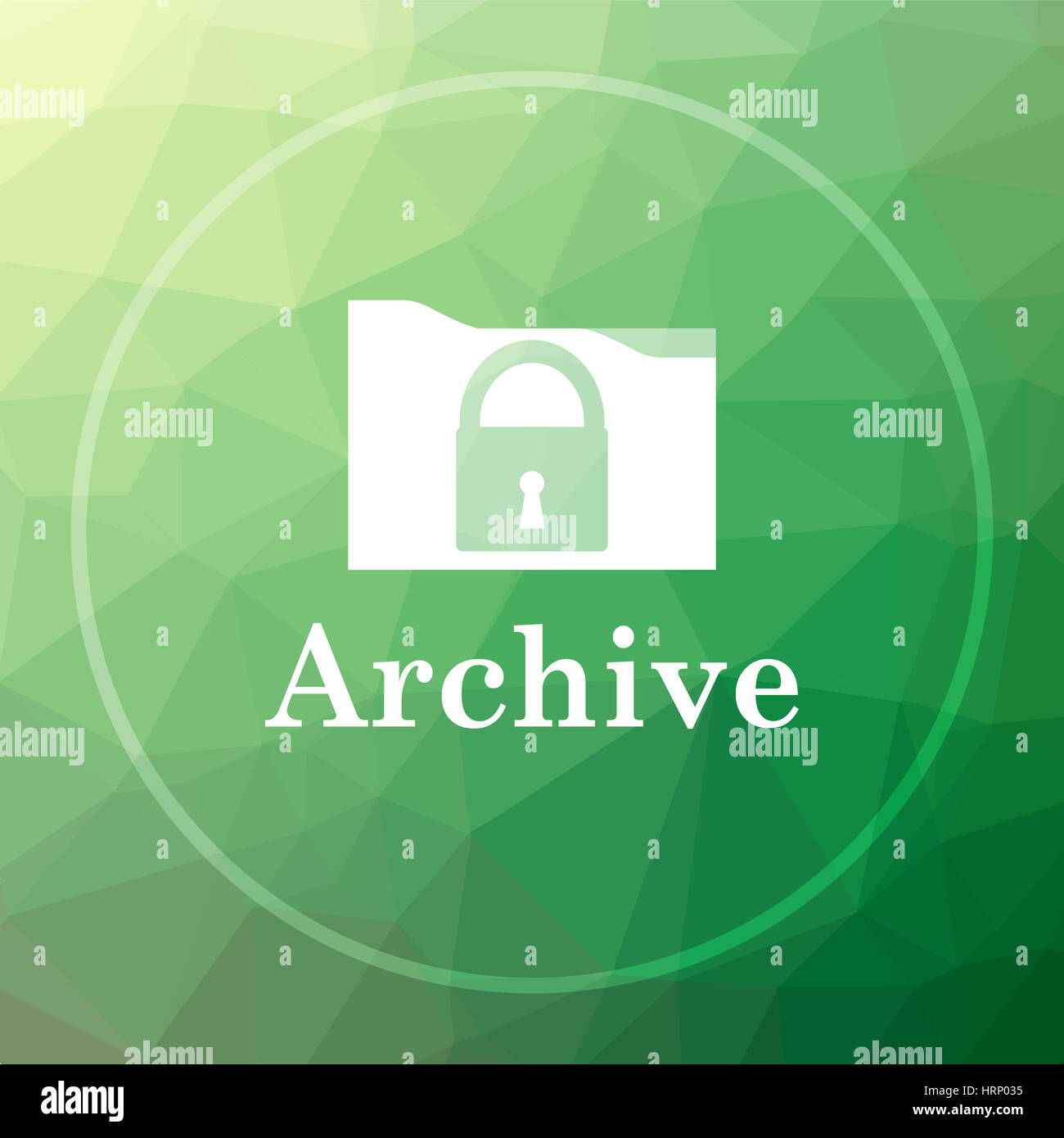Archive icon. Archive website button on green low poly background Stock ...