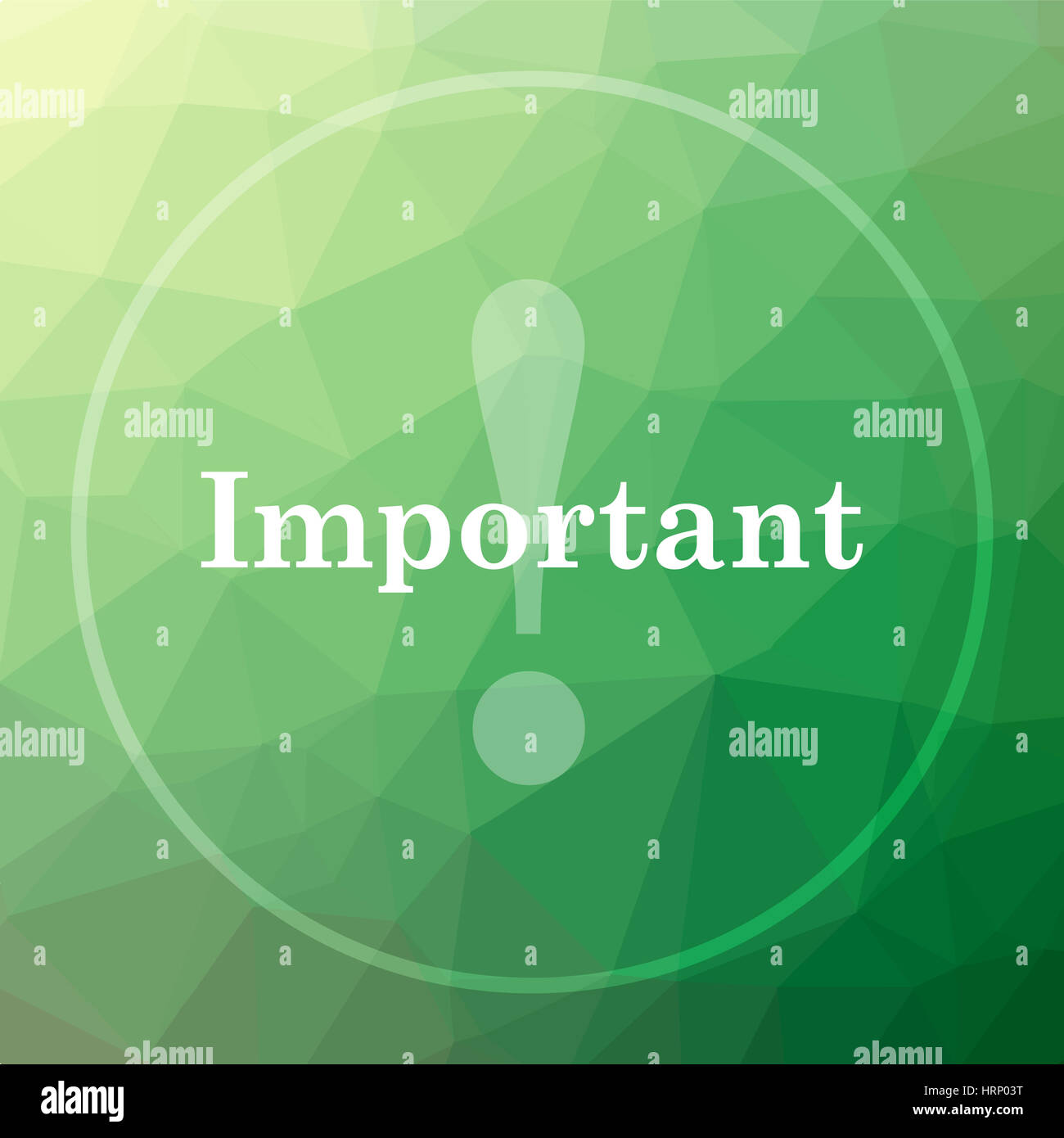 Important icon. Important website button on green low poly background ...