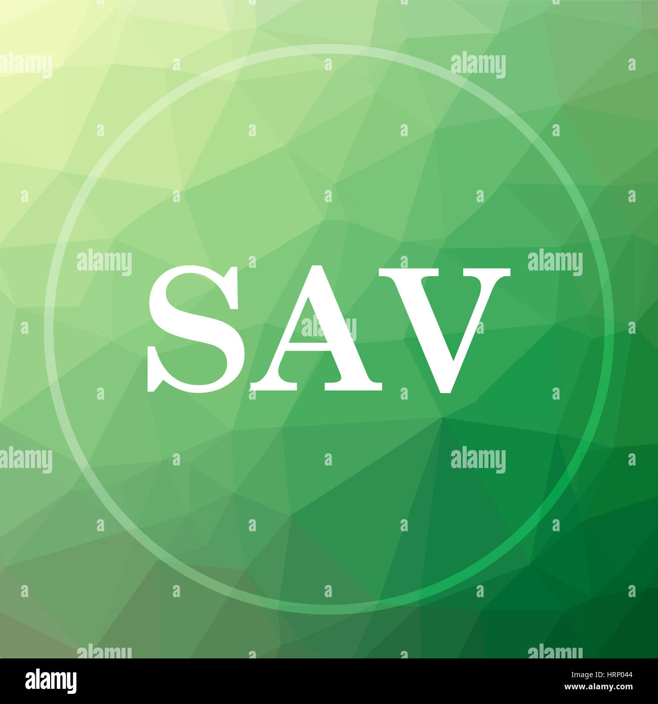SAV icon. SAV website button on green low poly background Stock Photo ...
