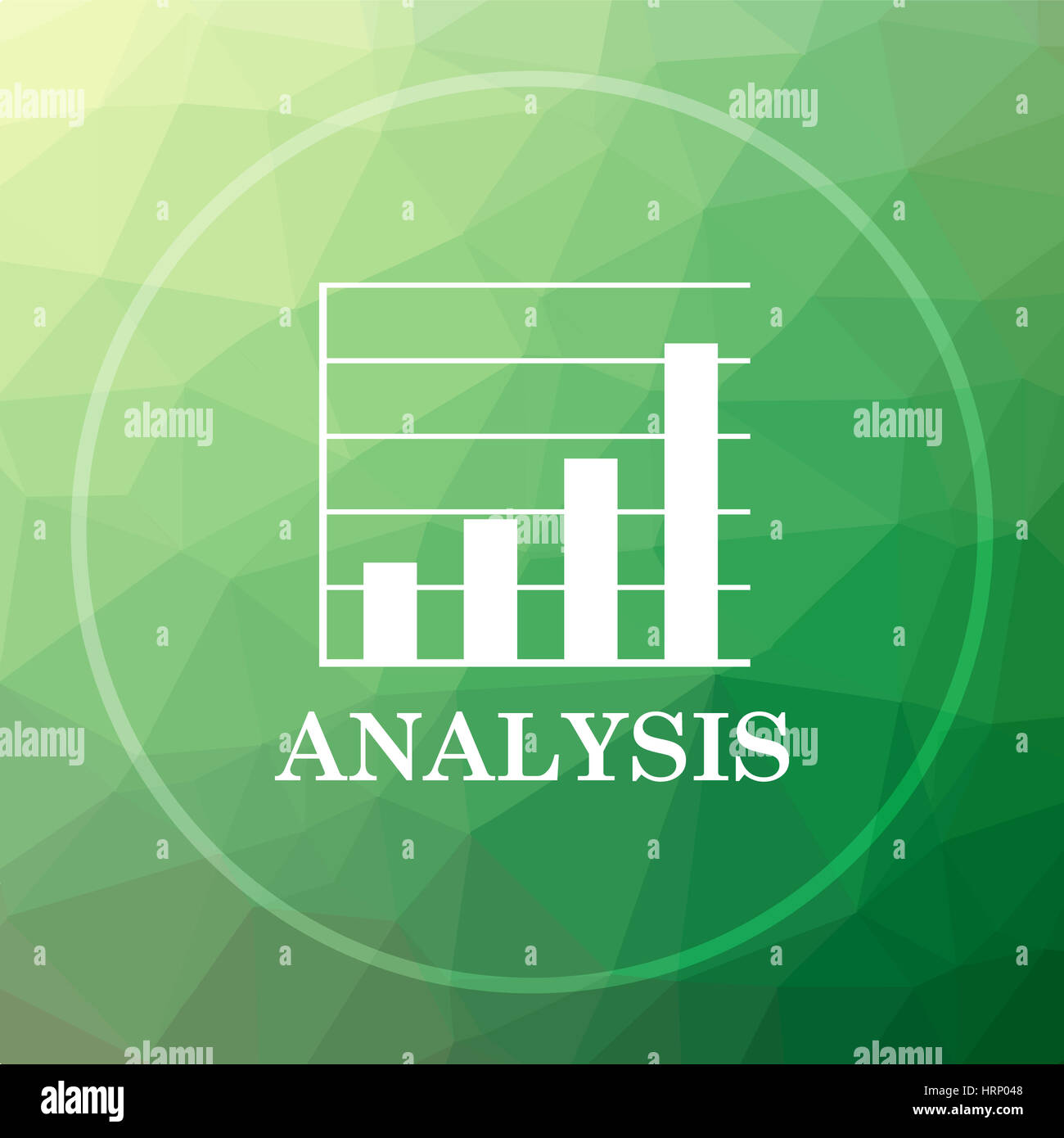 Analysis icon. Analysis website button on green low poly background ...