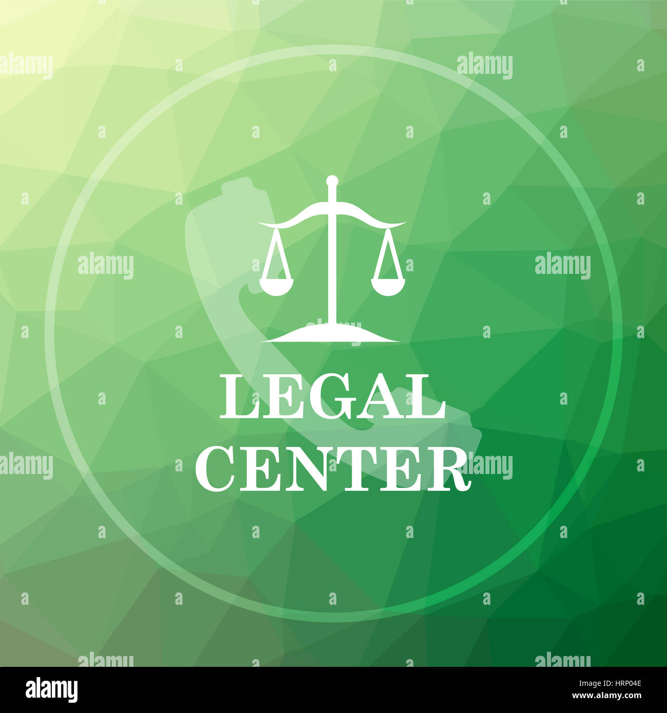 Legal center icon. Legal center website button on green low poly ...
