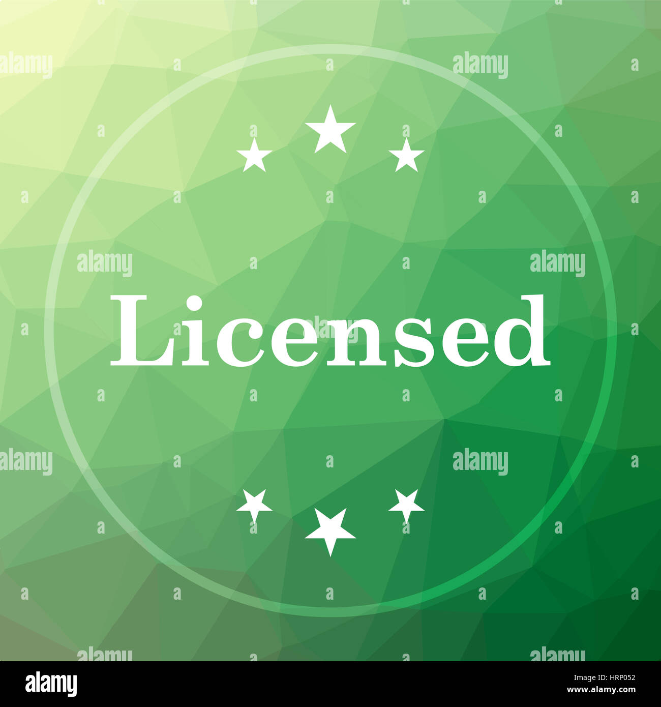 Licensed icon. Licensed website button on green low poly background ...