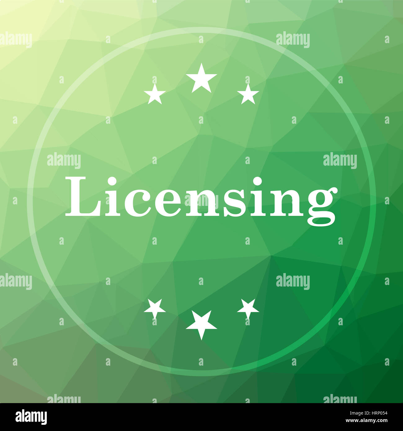 Licensing icon. Licensing website button on green low poly background ...