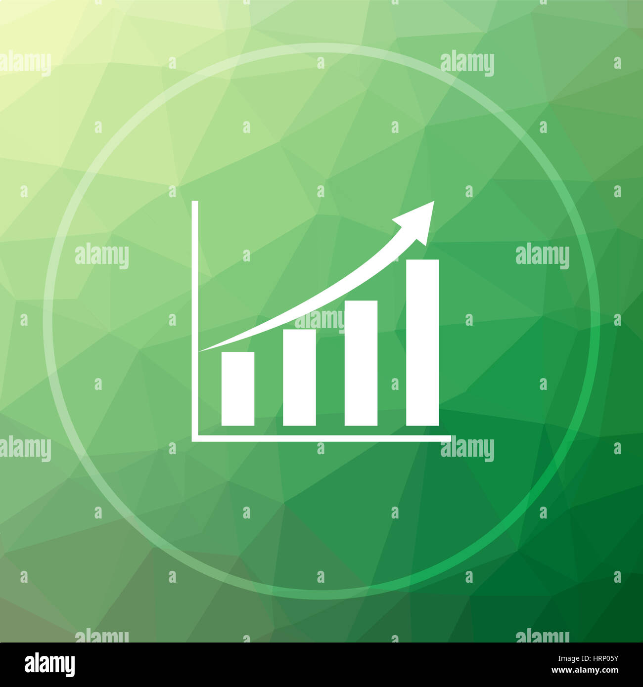 Chart icon. Chart website button on green low poly background Stock ...