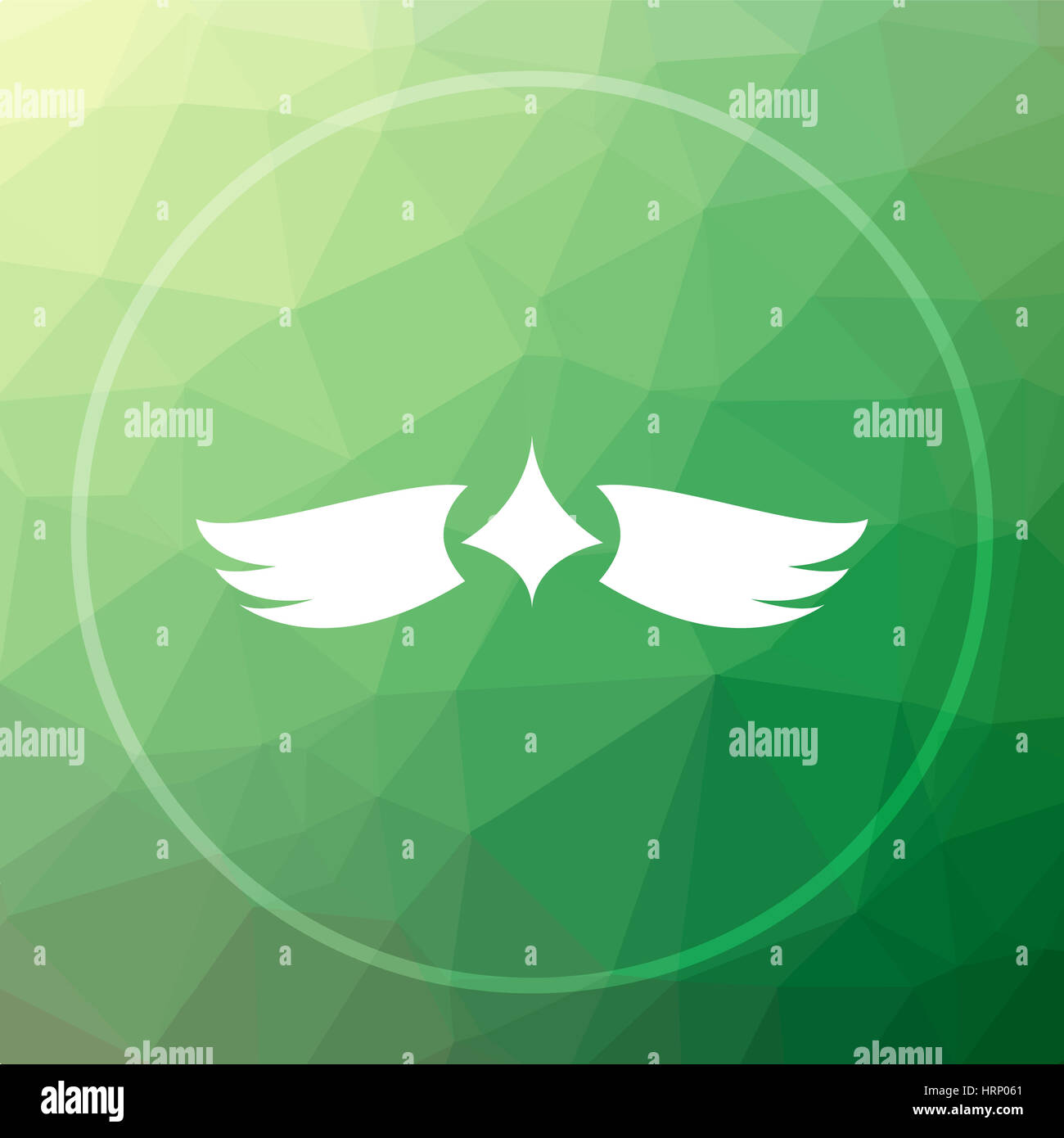 Wings icon. Wings website button on green low poly background Stock ...