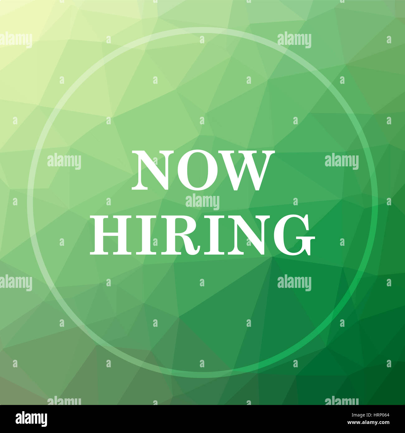 Now hiring icon. Now hiring website button on green low poly background ...
