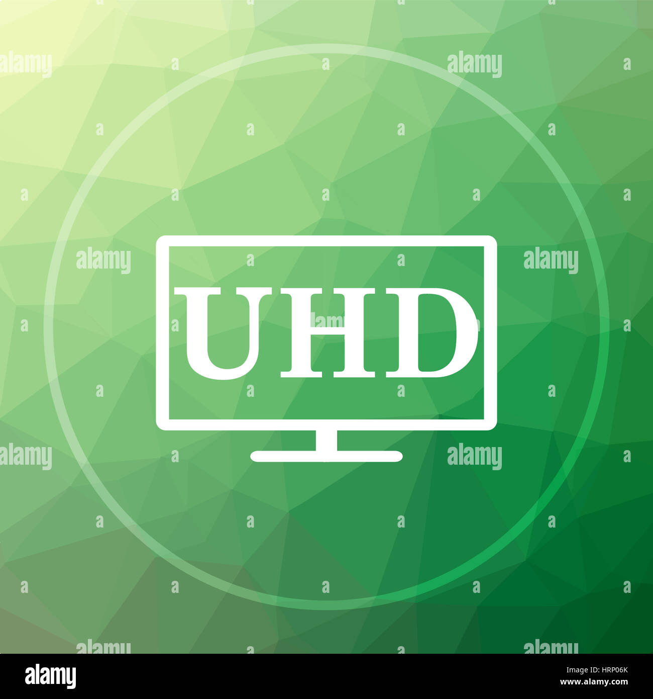 Ultra HD icon. Ultra HD website button on green low poly background ...