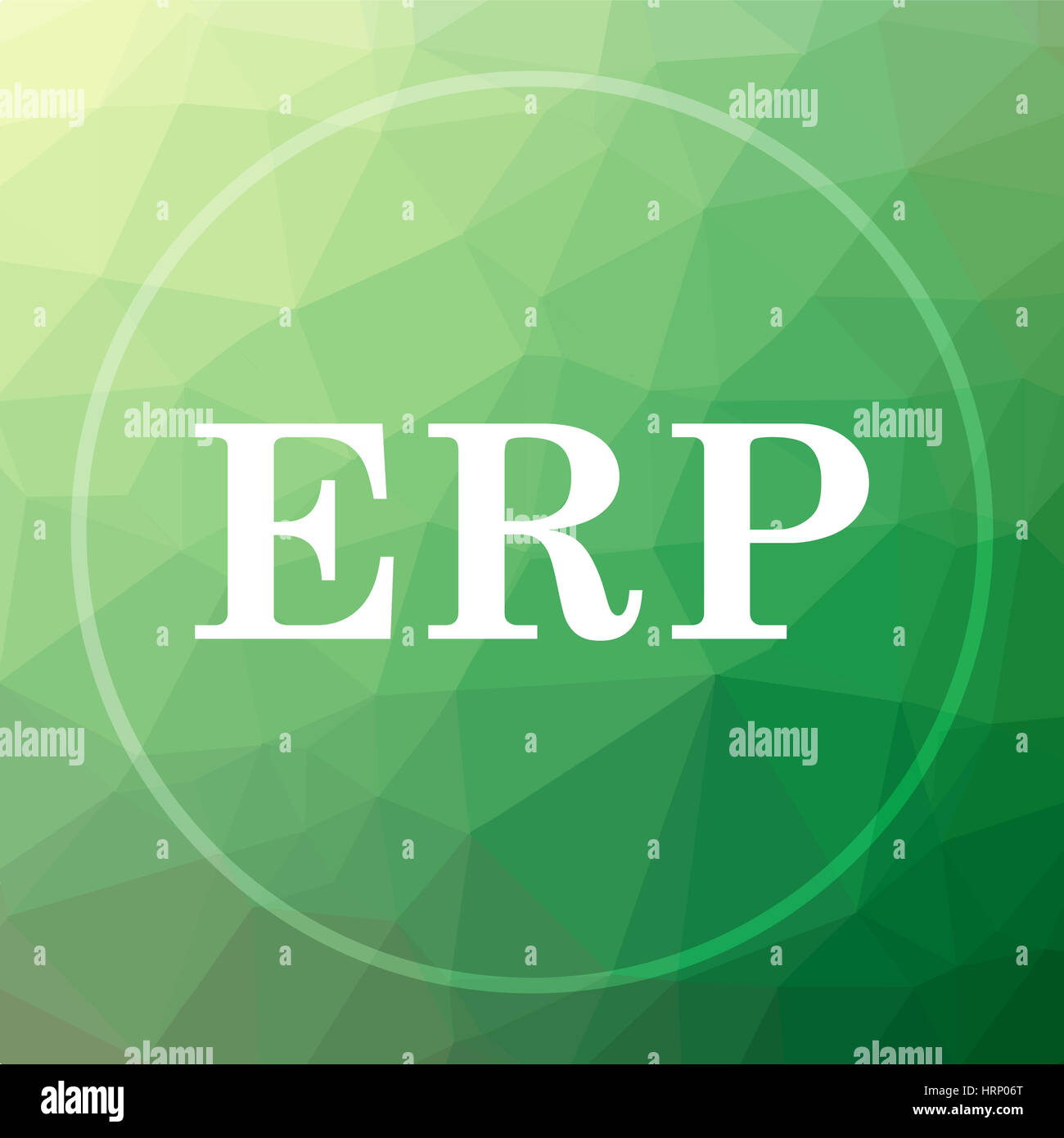 ERP icon. ERP website button on green low poly background Stock Photo ...
