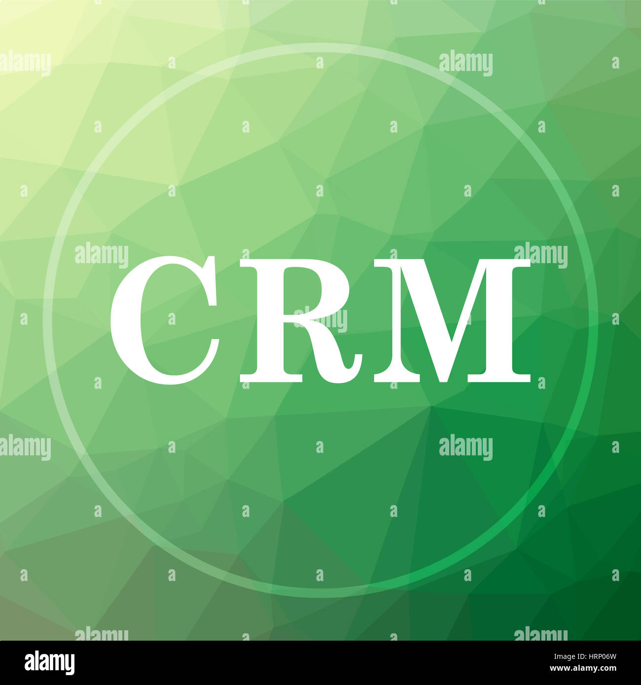 CRM icon. CRM website button on green low poly background Stock Photo ...