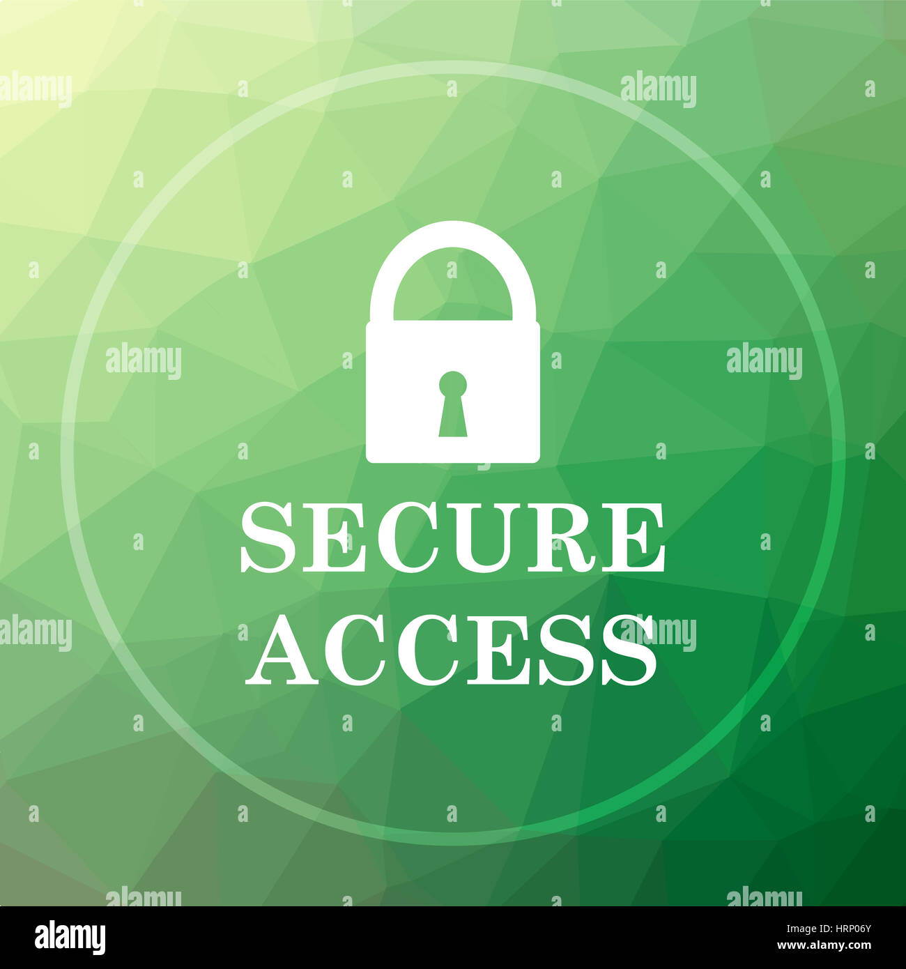 Secure access icon. Secure access website button on green low poly ...