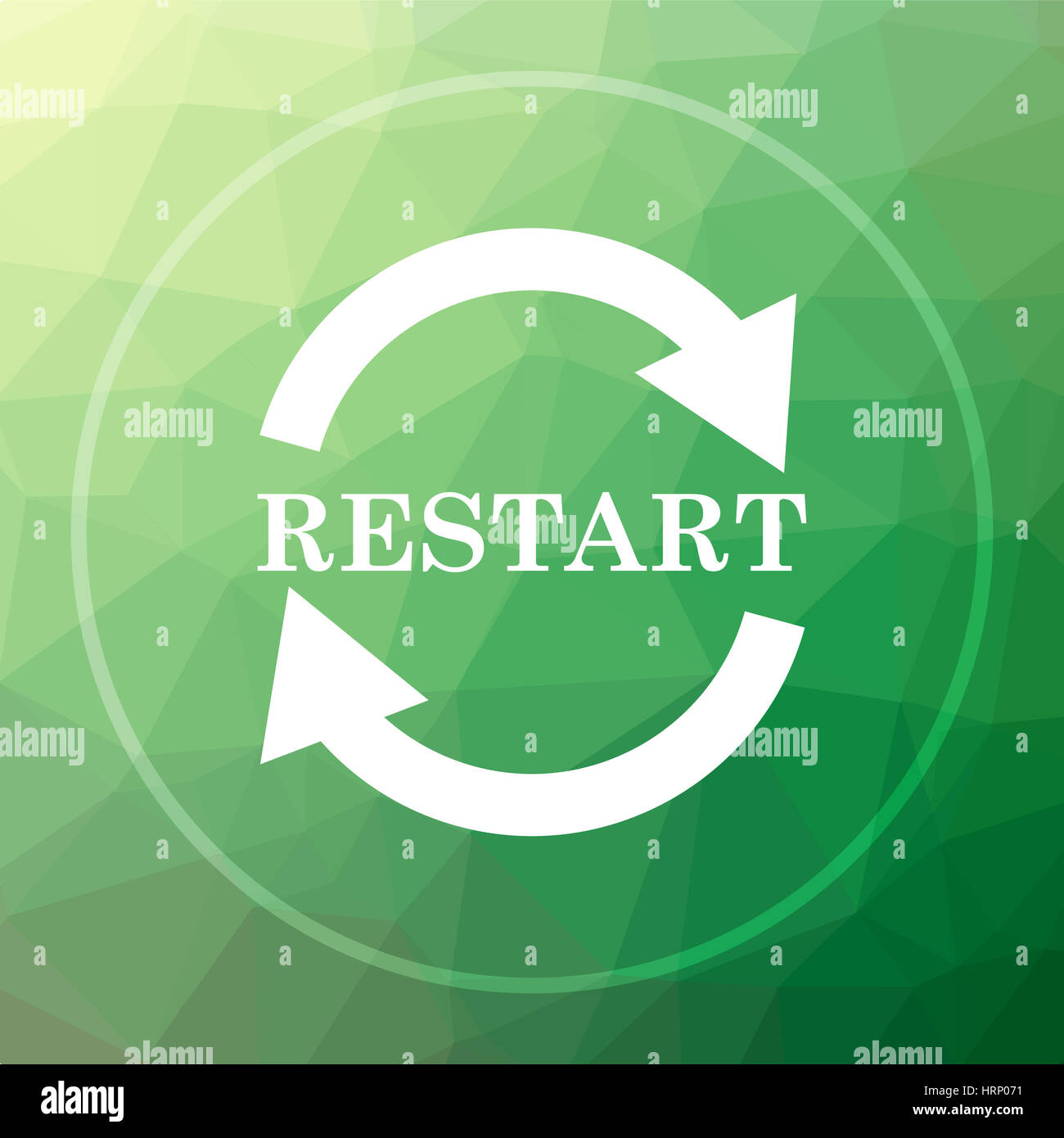 Restart icon. Restart website button on green low poly background Stock ...