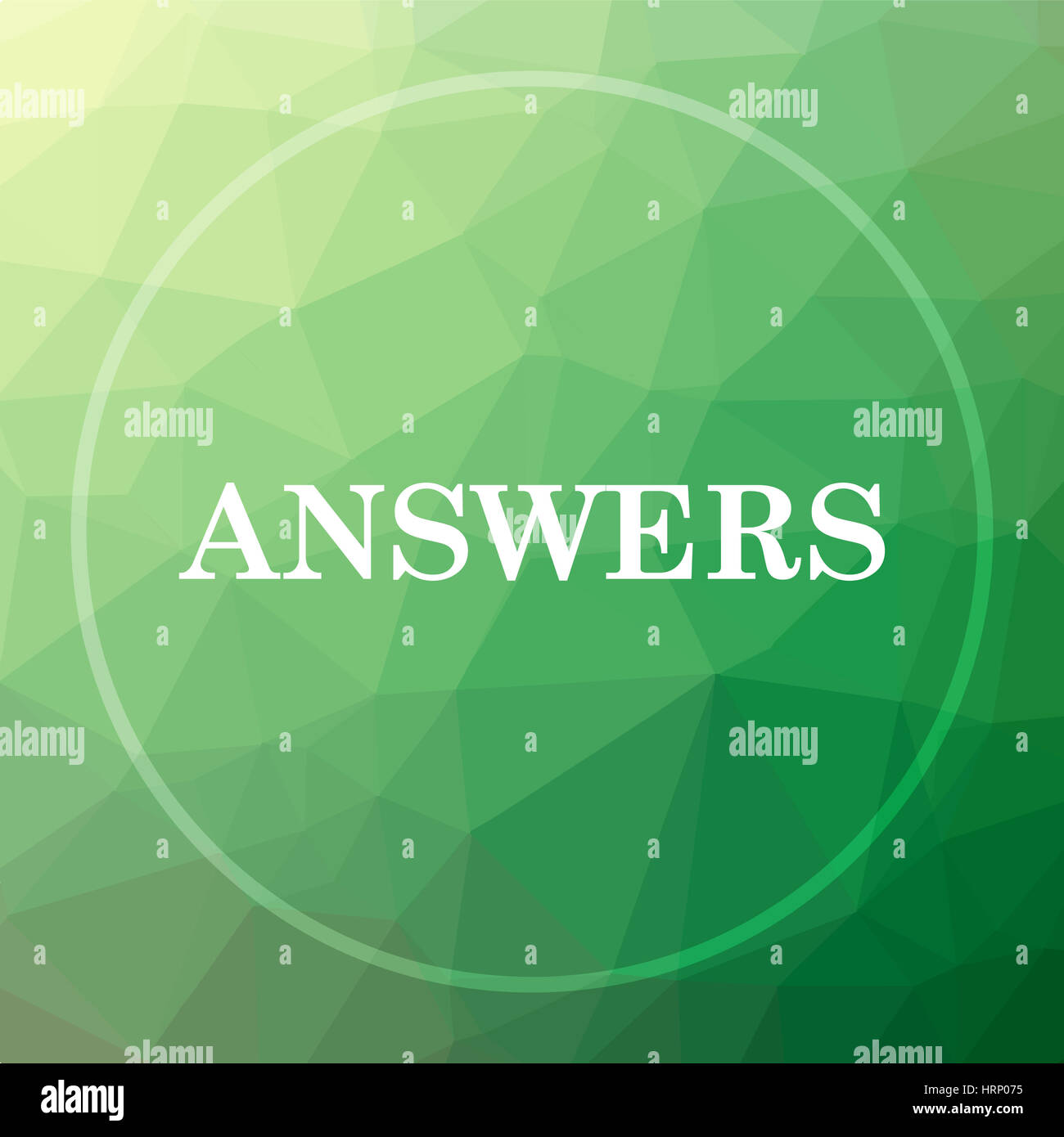 Answers icon. Answers website button on green low poly background Stock ...