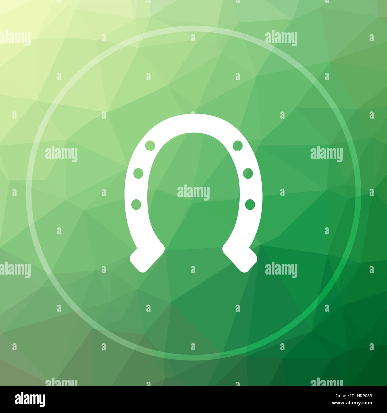 Horseshoe icon. Horseshoe website button on green low poly background ...
