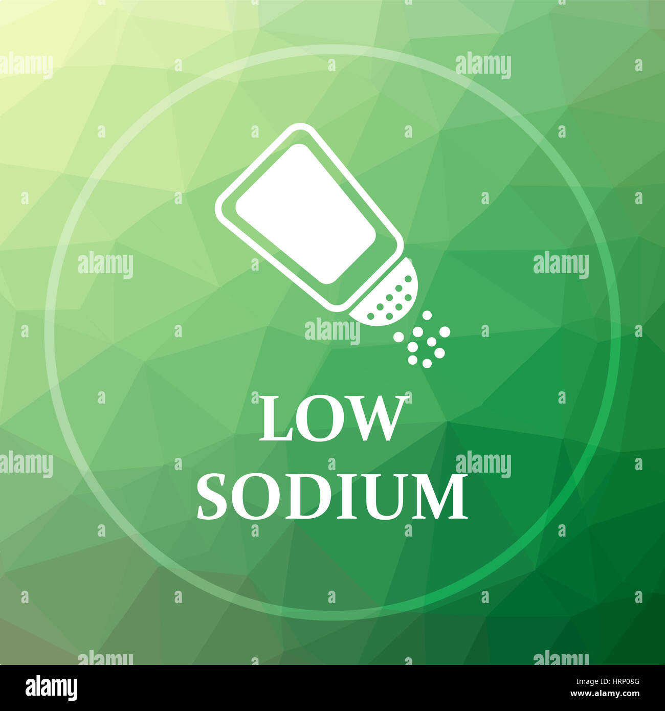 Low sodium icon. Low sodium website button on green low poly background ...