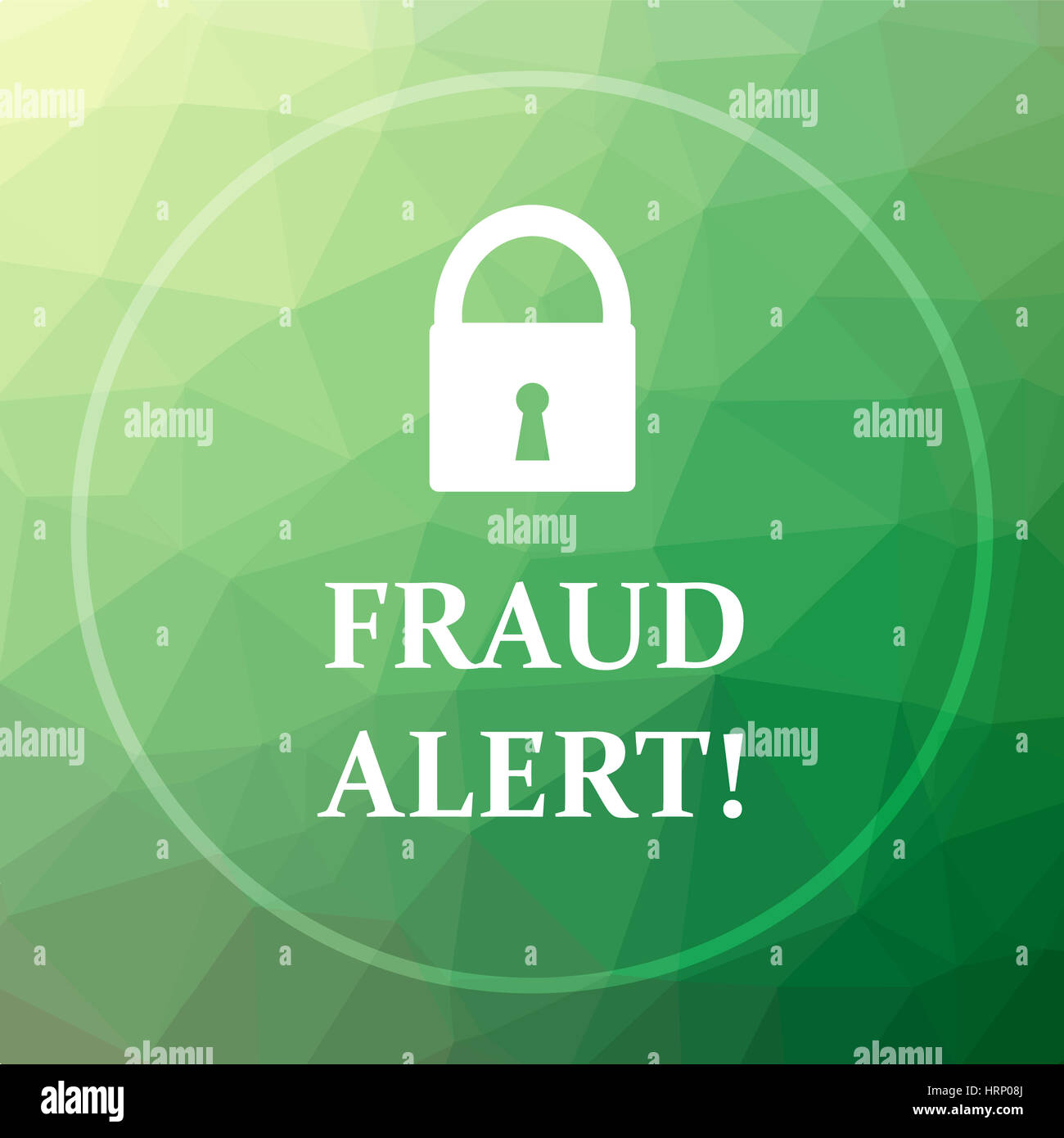 Fraud alert icon. Fraud alert website button on green low poly ...