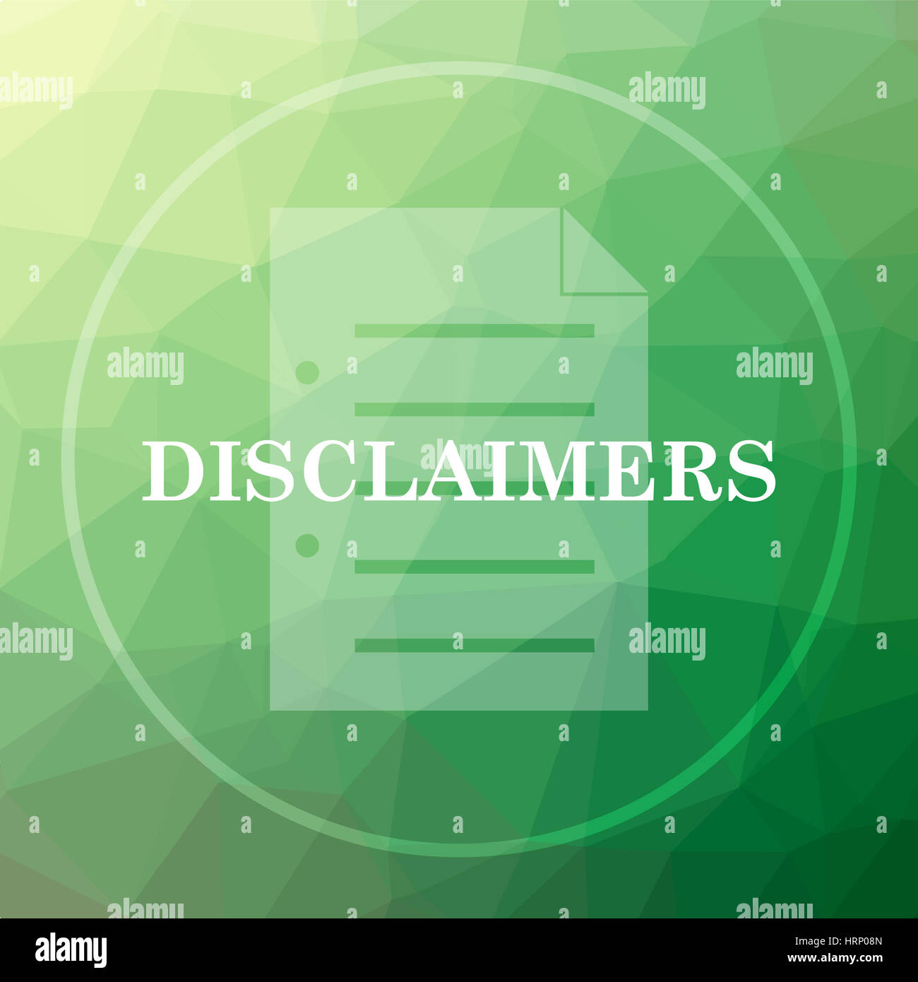 Disclaimers icon. Disclaimers website button on green low poly ...