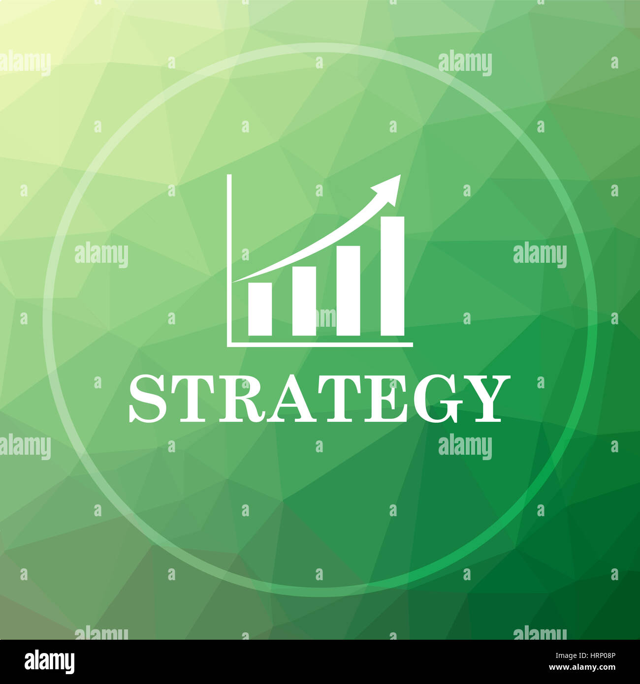 Strategy icon. Strategy website button on green low poly background ...
