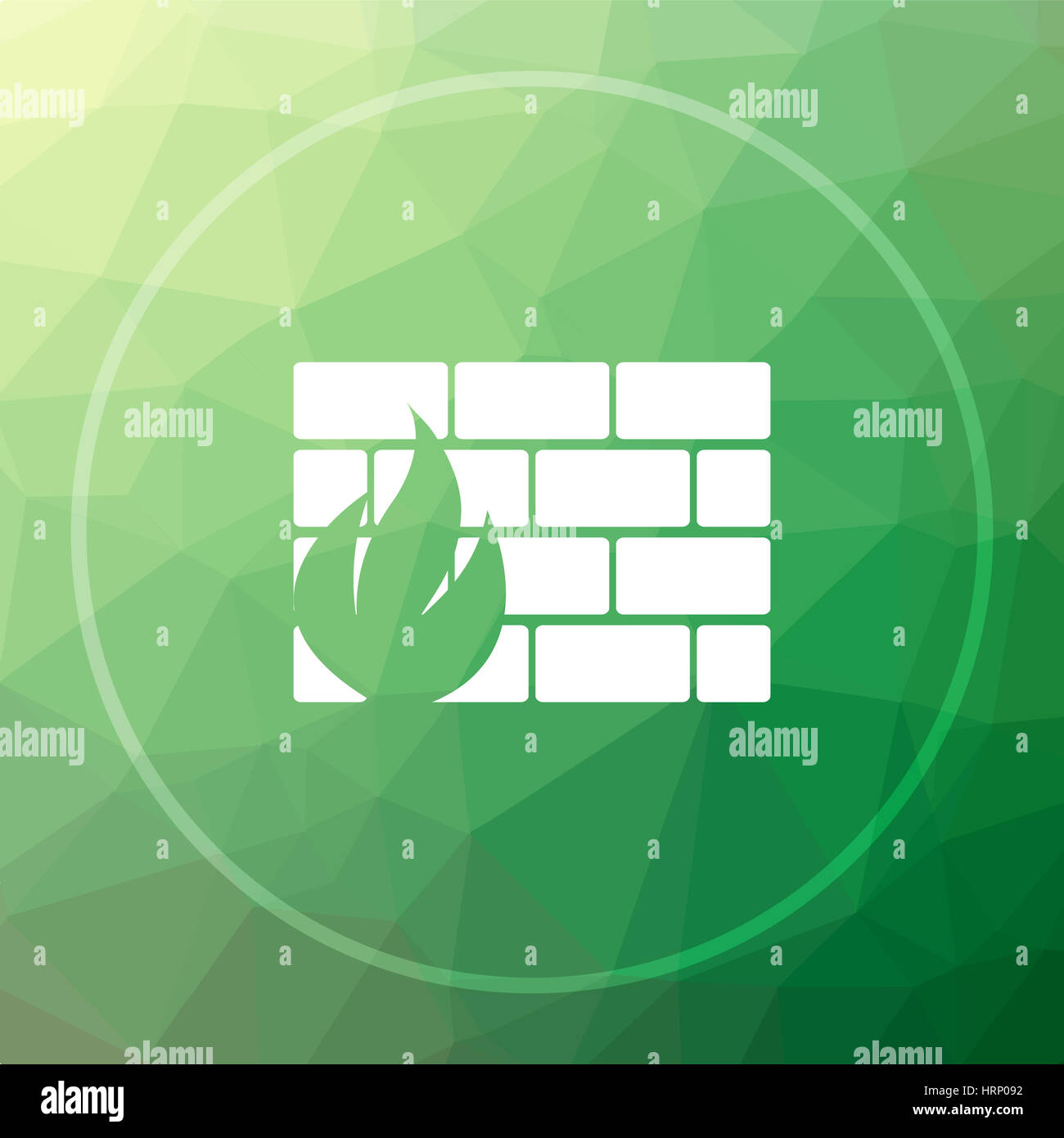Firewall icon. Firewall website button on green low poly background ...