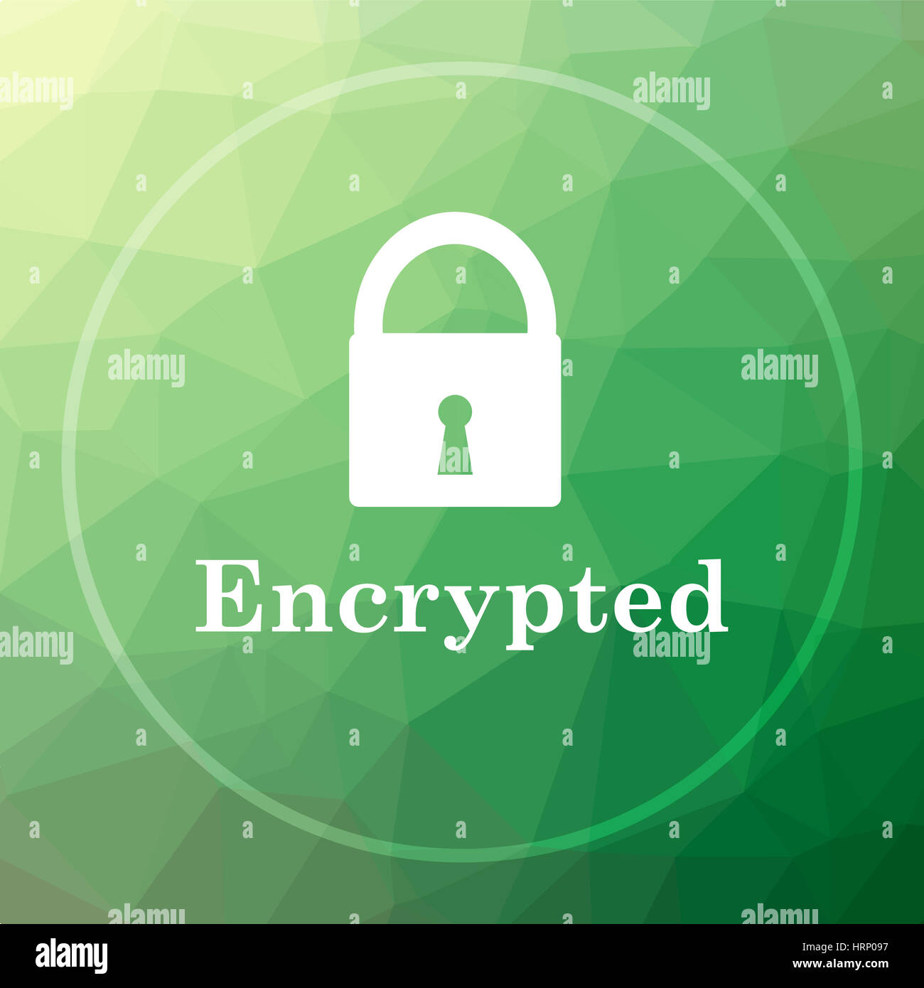 Encrypted icon. Encrypted website button on green low poly background ...