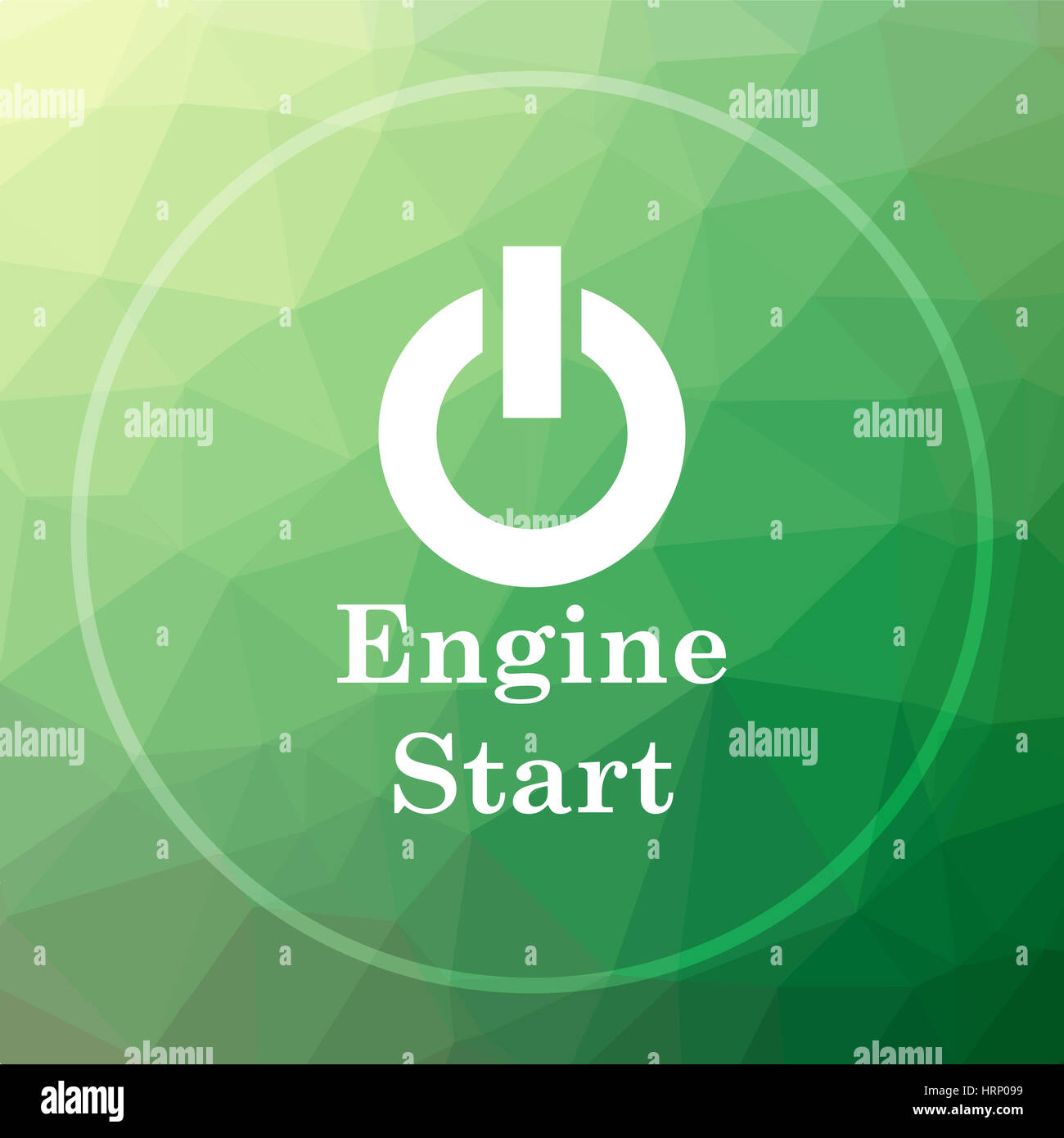 Engine start icon. Engine start website button on green low poly ...