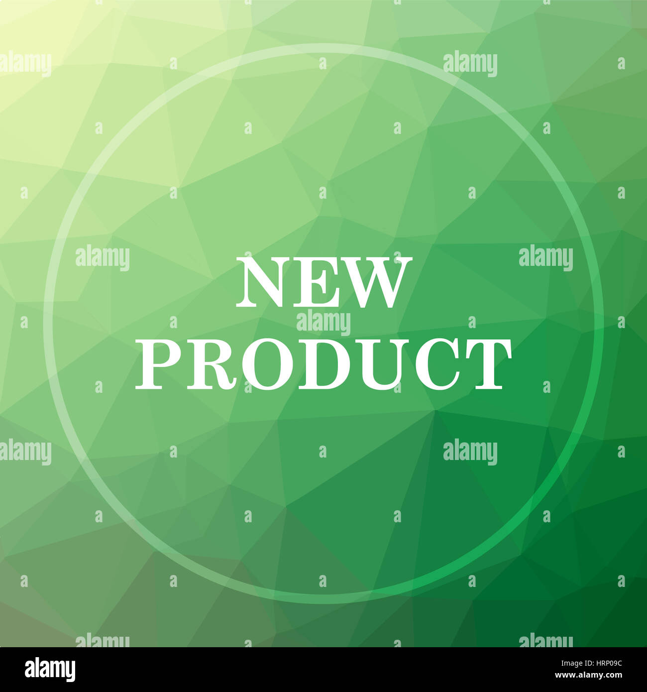 New product icon. New product website button on green low poly ...